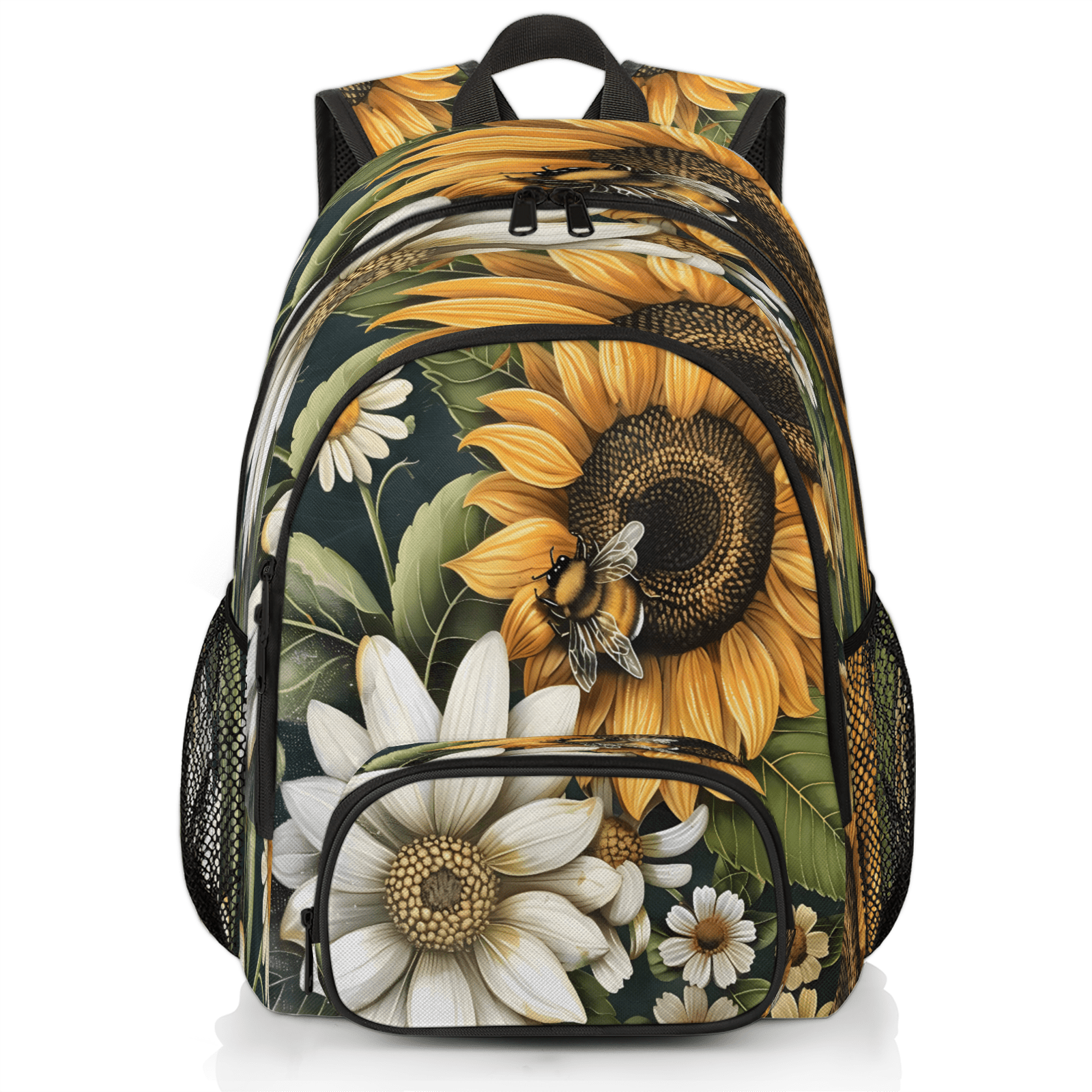 Herdesigns Yellow Sunflower Floral Bee Laptop Backpack for Women Men ...