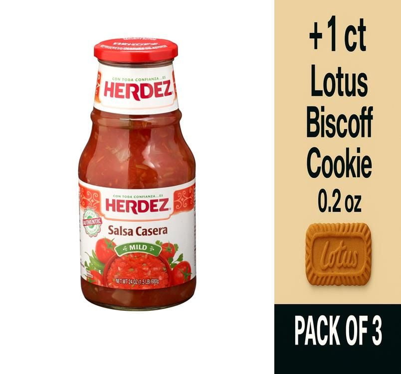 Herdez Mild Salsa Casera 24 oz - Pack of 3 & Lotus Biscoff Cookie - 0.2 ...