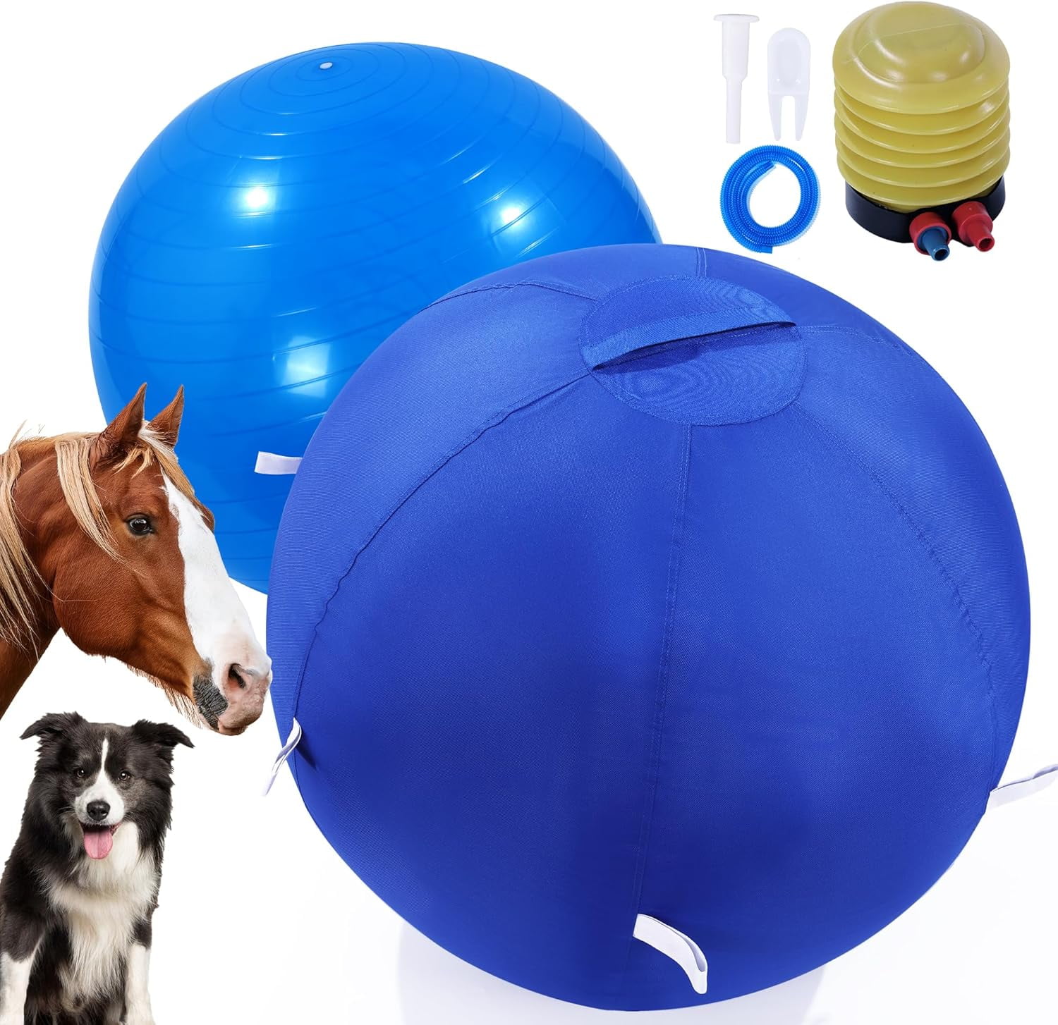Herding Ball for Dogs Horse Ball & Ball Cover 25" Ball for Horses Large with Hand Pump Dual ...