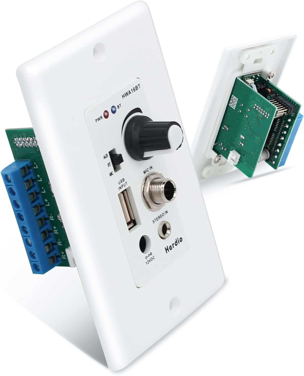 Herdio Bluetooth Wall Amplifier 4 Channels Volume Control Wall Plate ...