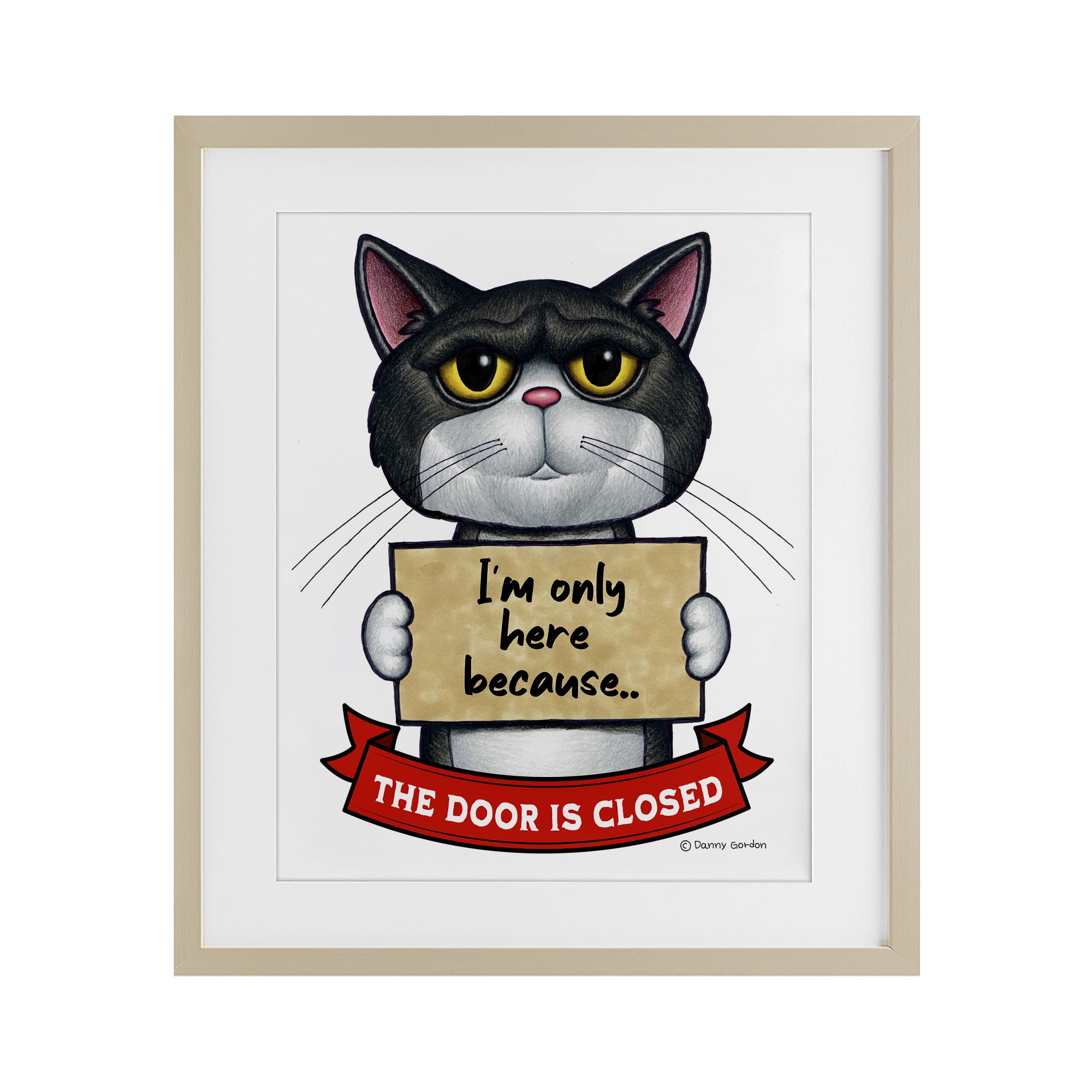 Here Because Door Is Closed Birch Framed Print Under Glass, design by ...