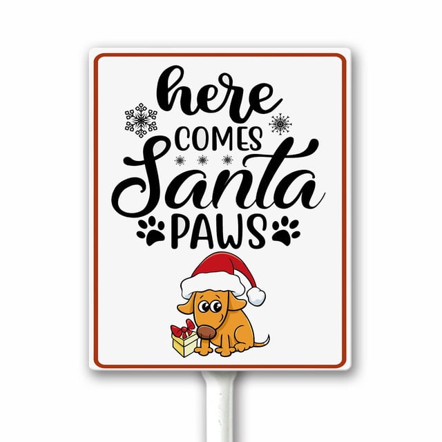 Here Comes Santa Paws Christmas Yard Sign, Christmas Decor Sign for ...