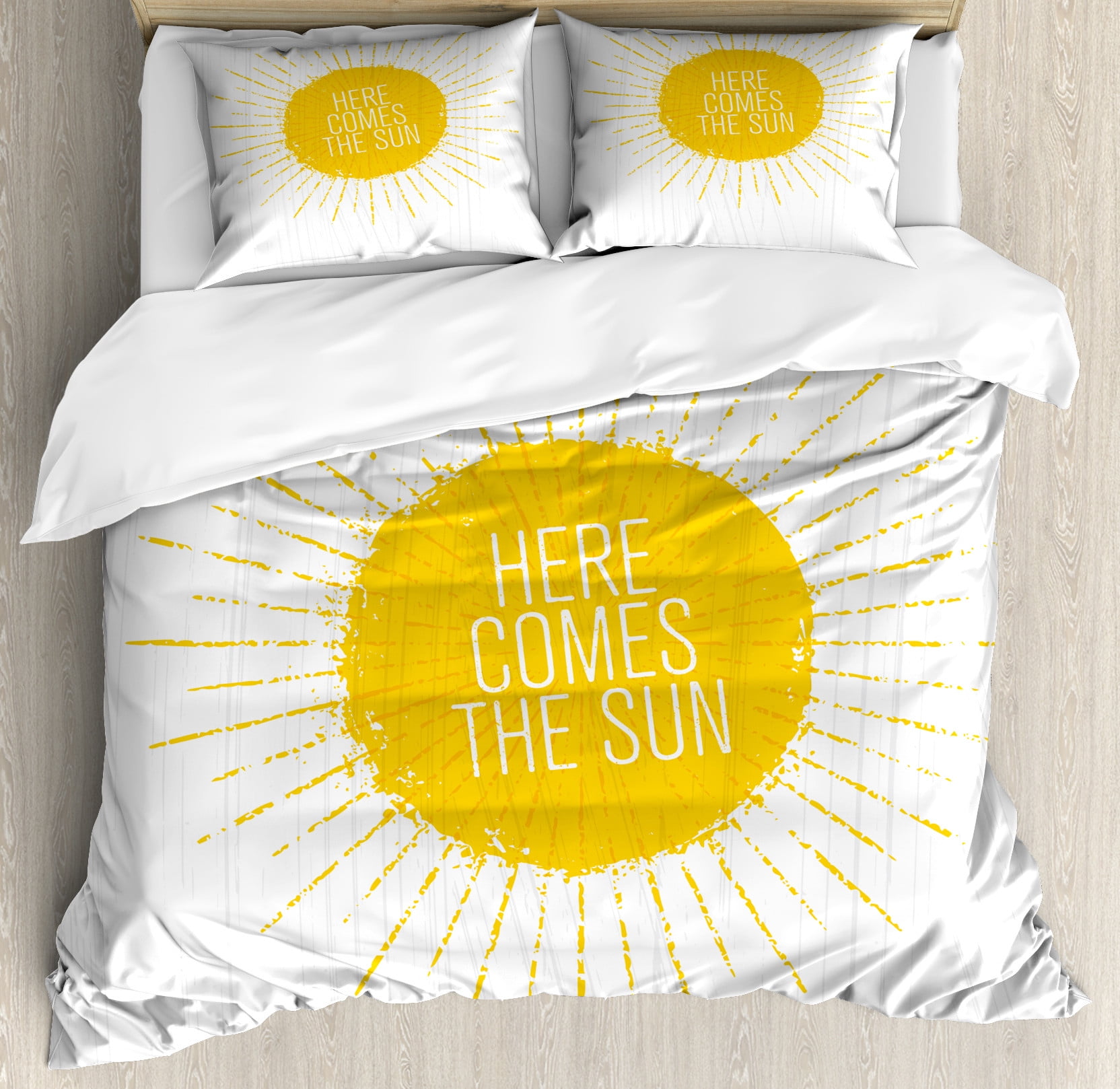 Here Comes the Sun Duvet Cover Set, Whimsical Illustration of Sun Times ...