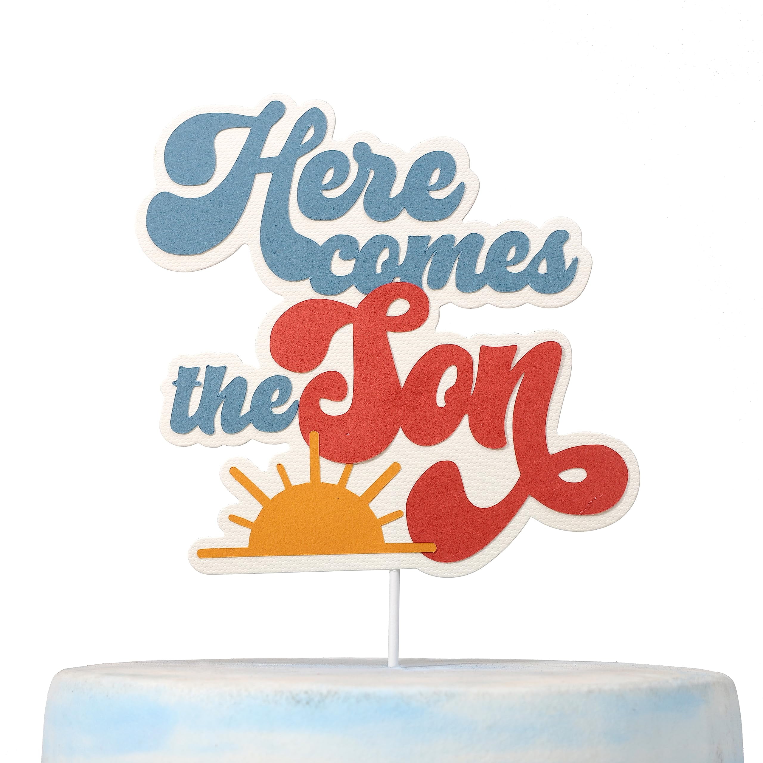 Here Comes The SCH4 Son Baby Shower Cake Topper - Retro Boho Muted ...