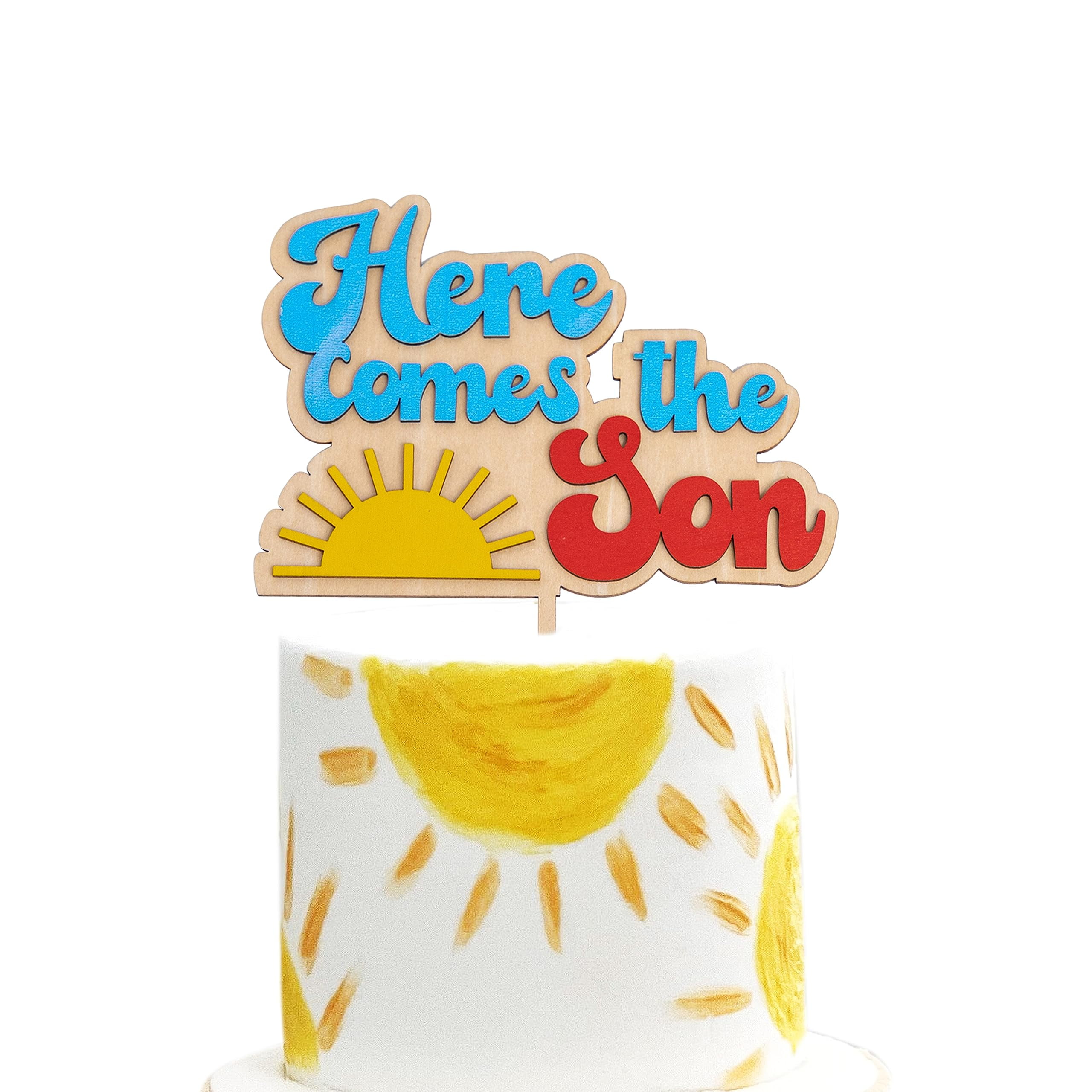 Here Comes The Son Baby Shower RST1 Cake Topper - Boho Sunshine Wooden ...