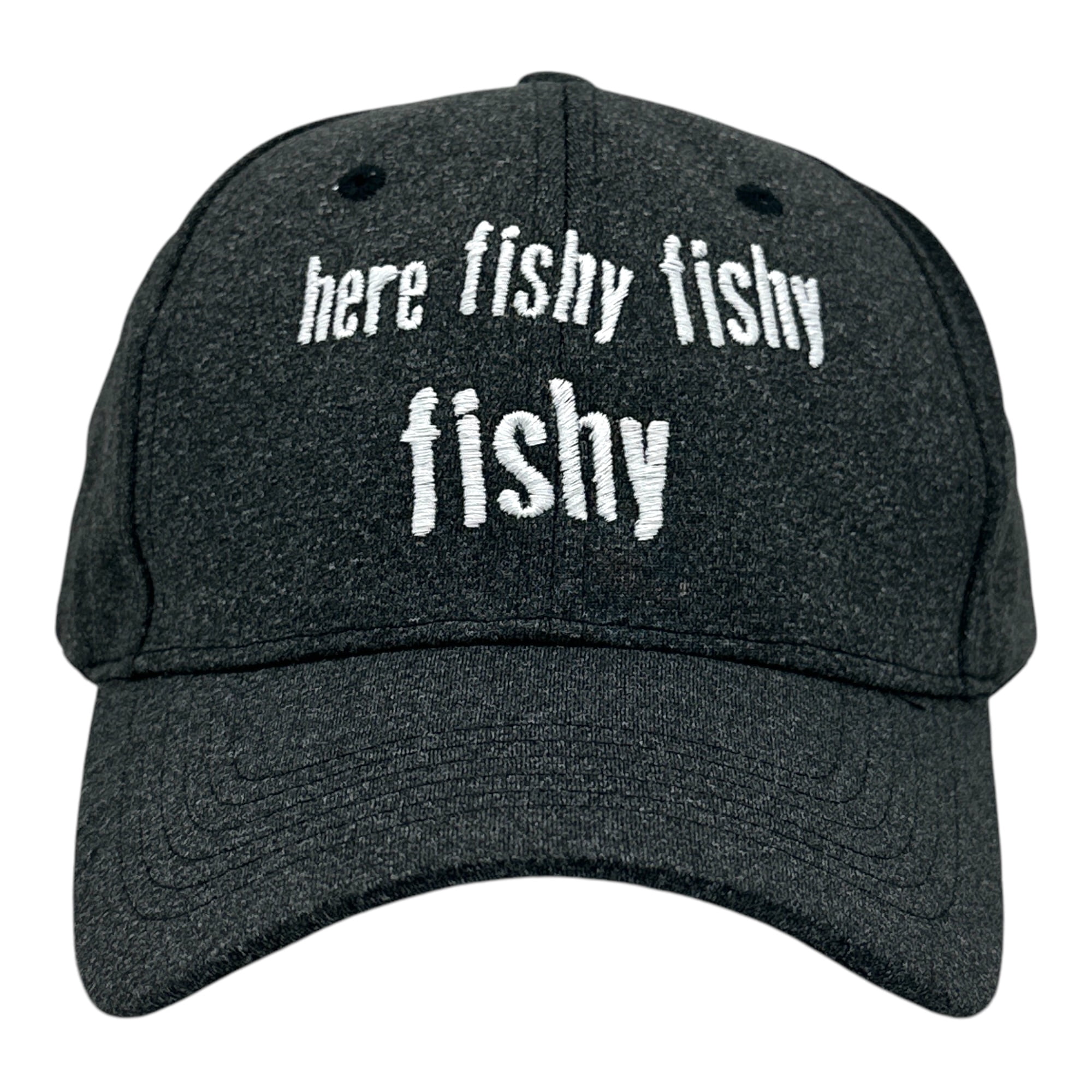 Here Fishy Fishy Fishy Hat Funny Outdoor Fishing Lovers Camo Cap ...