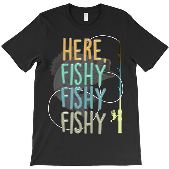 Here Fishy Fishy Funny Fisherman with Rod and Reel Angler Saying Gift ...