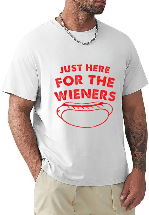 Here For The Wieners Funny Hot Dog Cookout Humor BBQ Party Top Unisex T ...