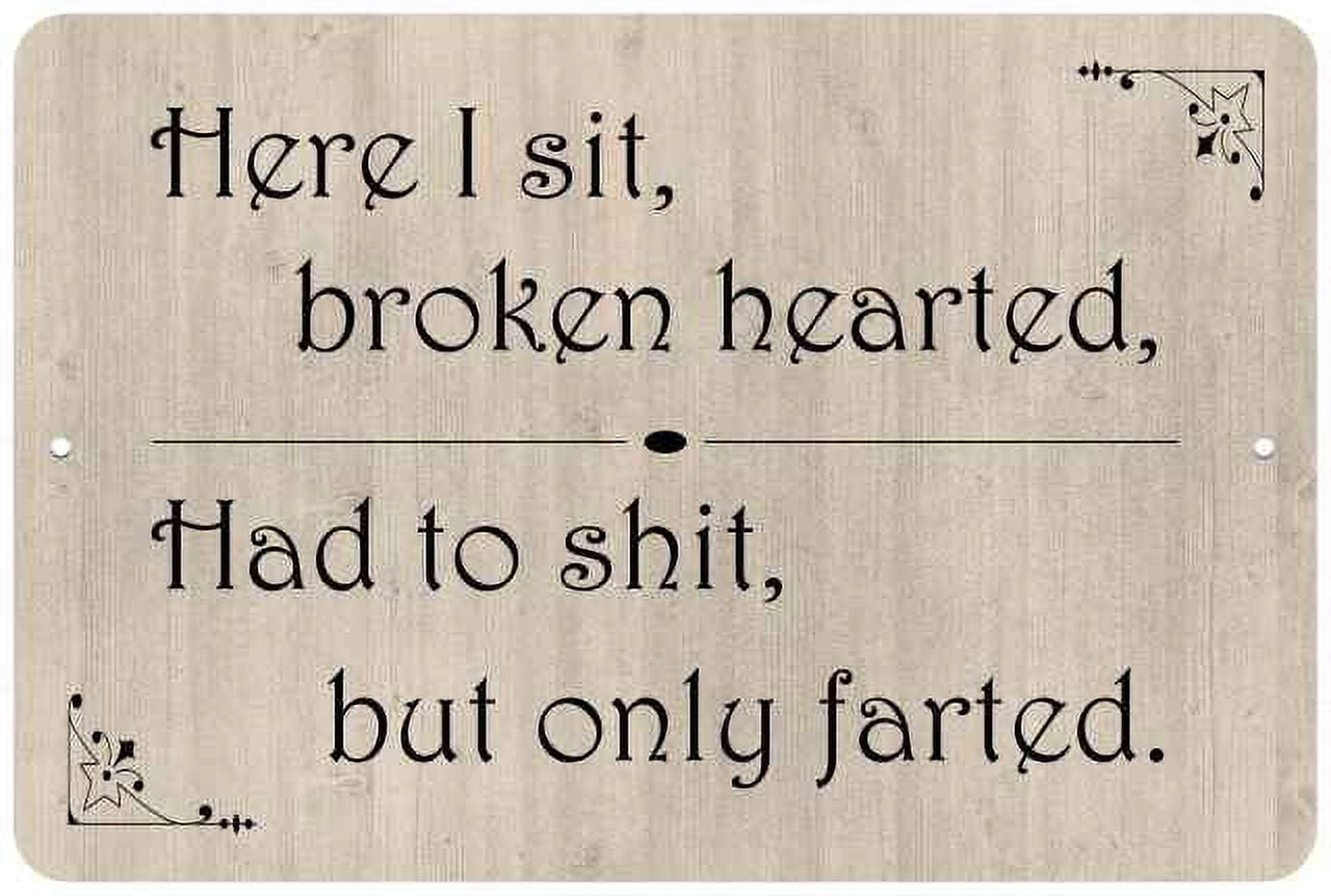 Here I sit broken hearted… Funny Bathroom Gift 8x12 Metal Sign ...
