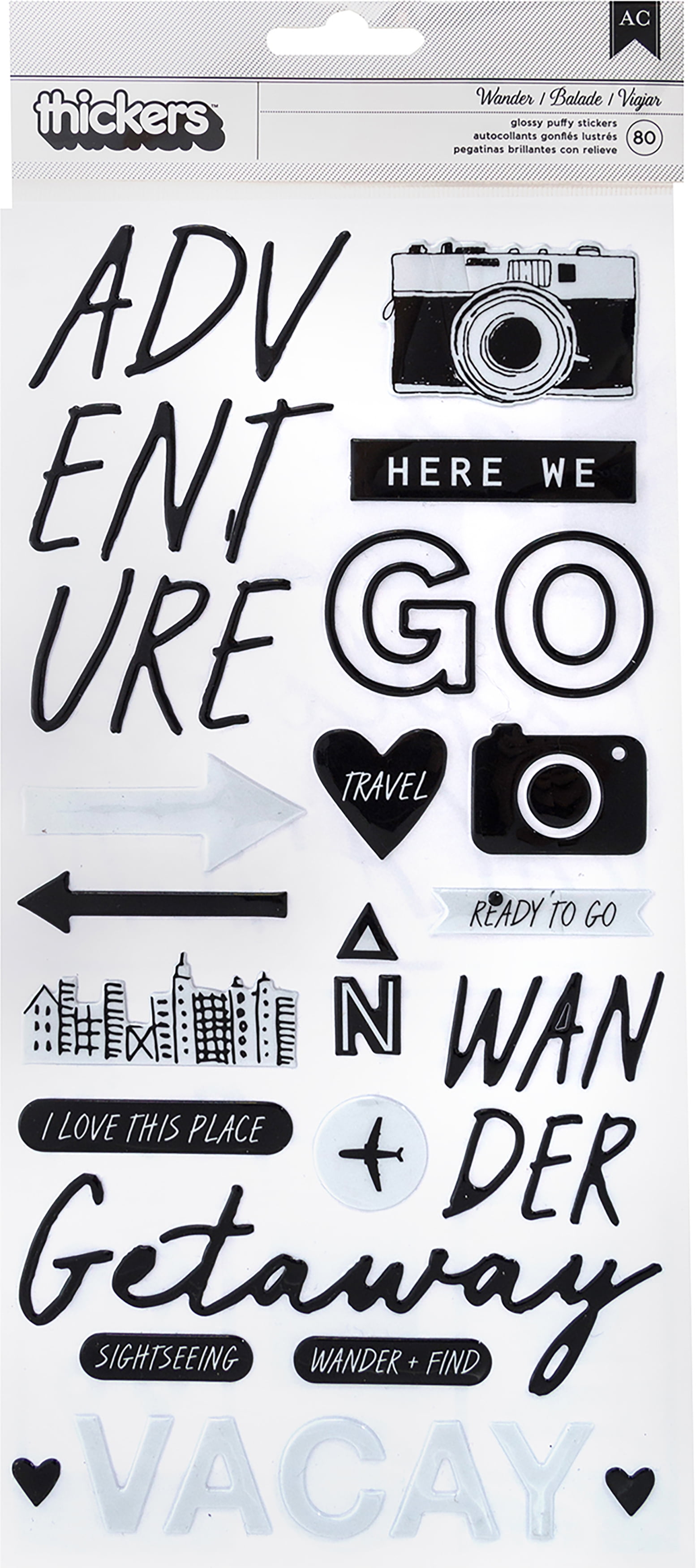 Here & There Thickers Stickers 5.625"X12.55" 2/Pkg-Accents & Phrases ...