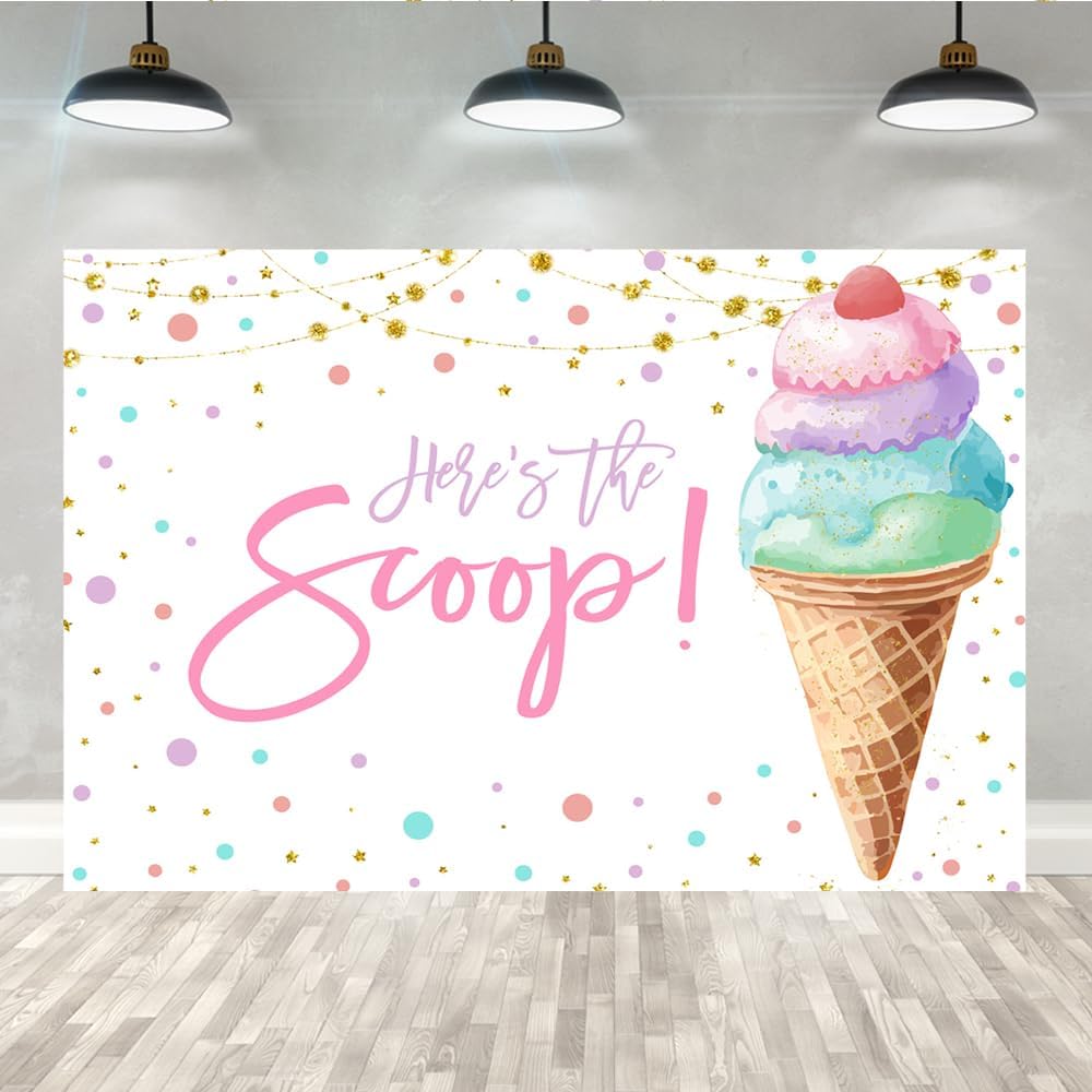 Here's The Scoop Pink Ice Cream Backdrop Sweet One Two Sweet Summer ...