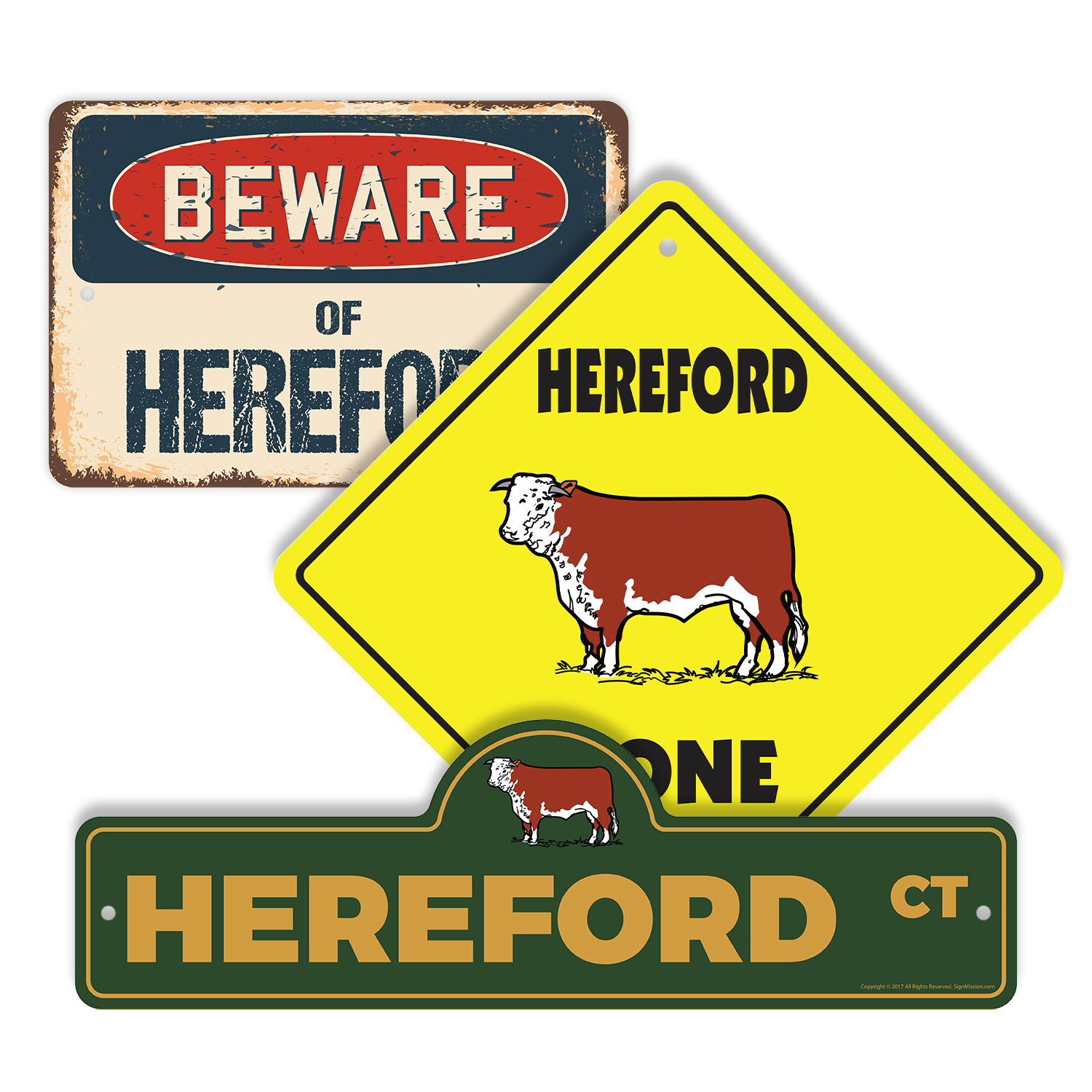 Hereford (3 Pack) Plastic Street Sign Crossing Sign Warning Sign ...