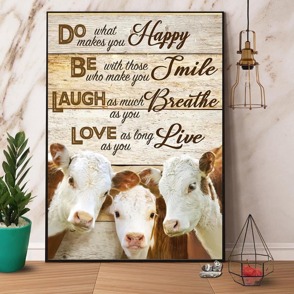 Hereford Cattle Do Happy Be Smile Laugh Breathe Love Live Paper Poster ...
