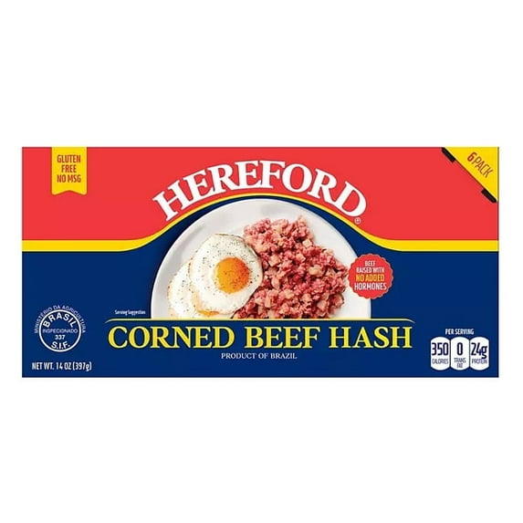 Hereford Corned Beef Hash, Pack of 6, 14 oz Cans, Gluten Free, No Added ...