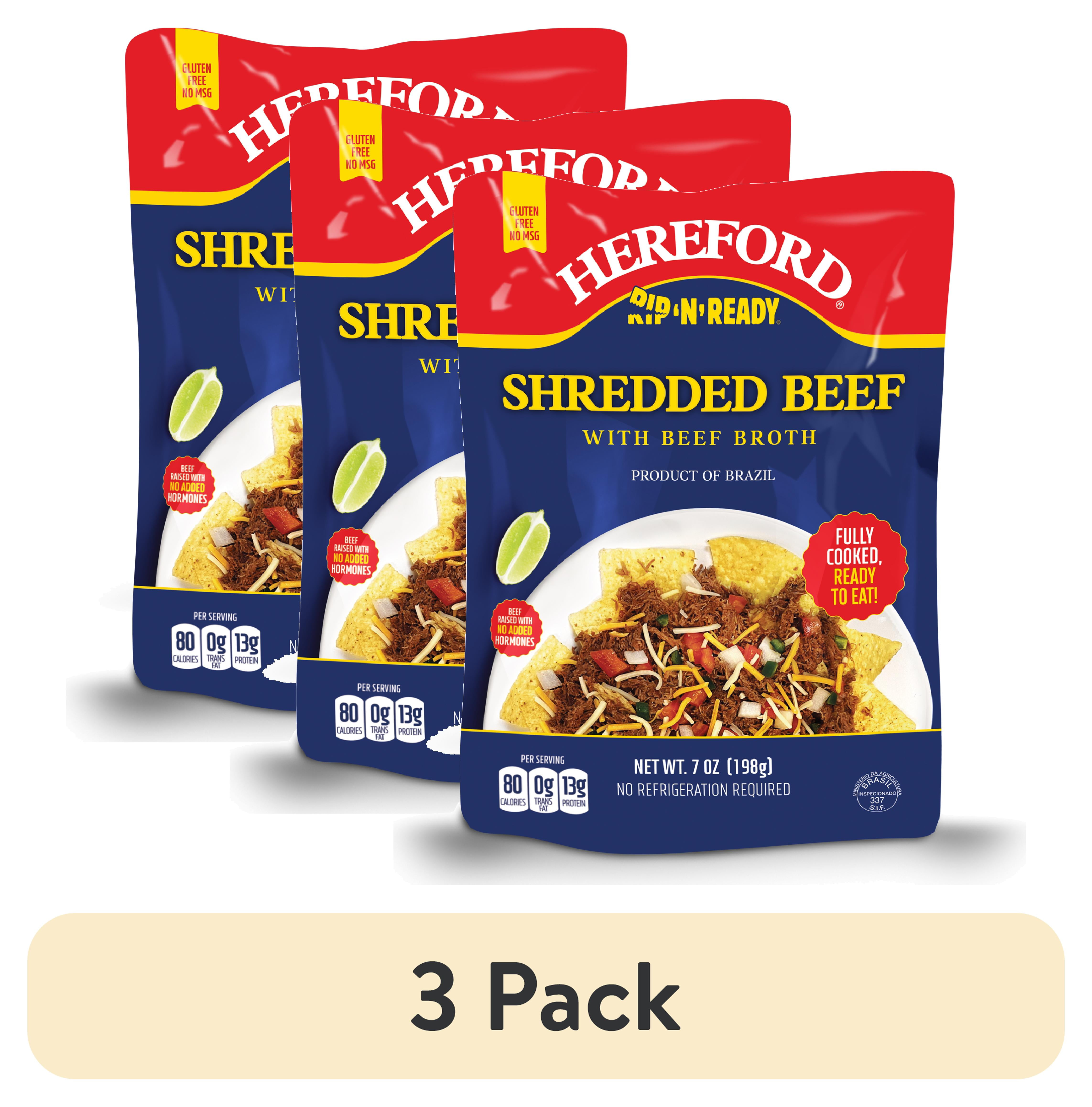 (3 pack) Hereford Fully Cooked Shredded Beef with Beef Broth, 7 oz ...