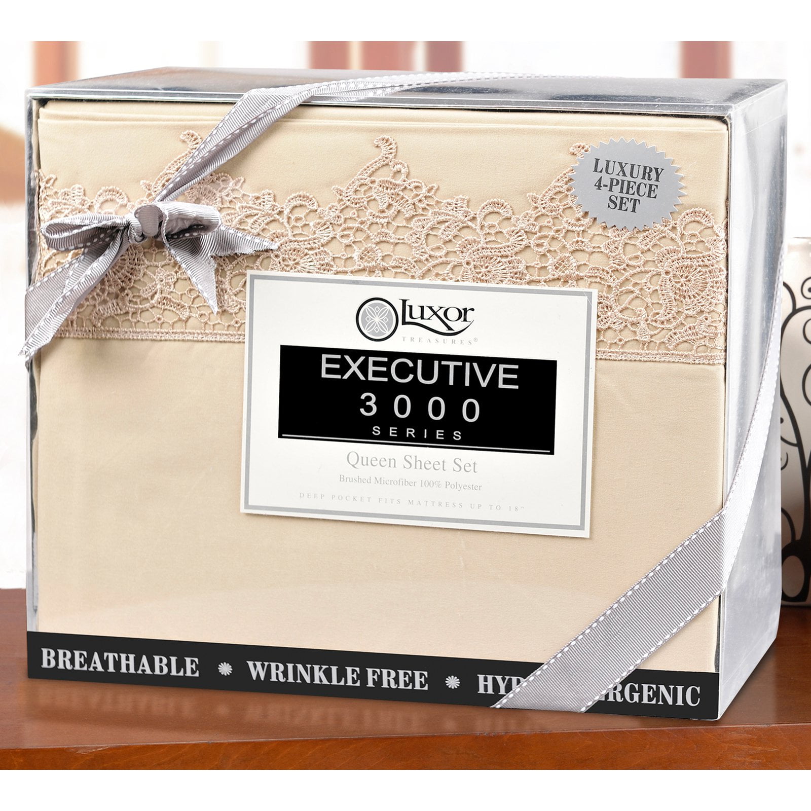 Heritage 3000 Series Regal Lace Embroidery Sheet Set by Luxor Treasures ...