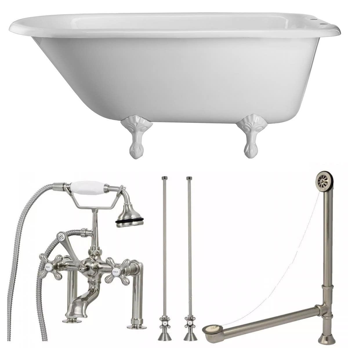 Heritage 67 Inch Cast Iron Classic Clawfoot Tub and Faucet Package ...