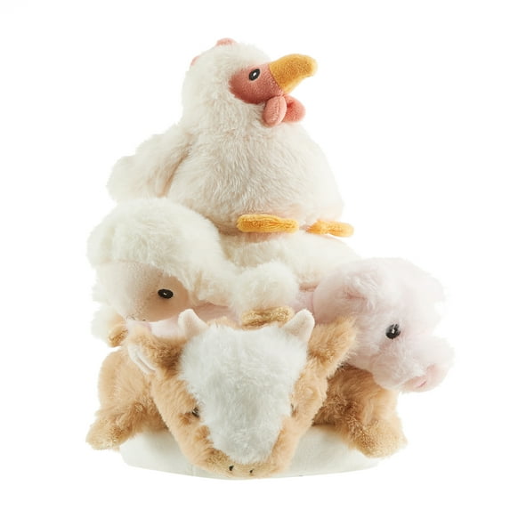 Heritage Baby 5-PC Stackable Plush Baby Farm Animals Rattle Set ...