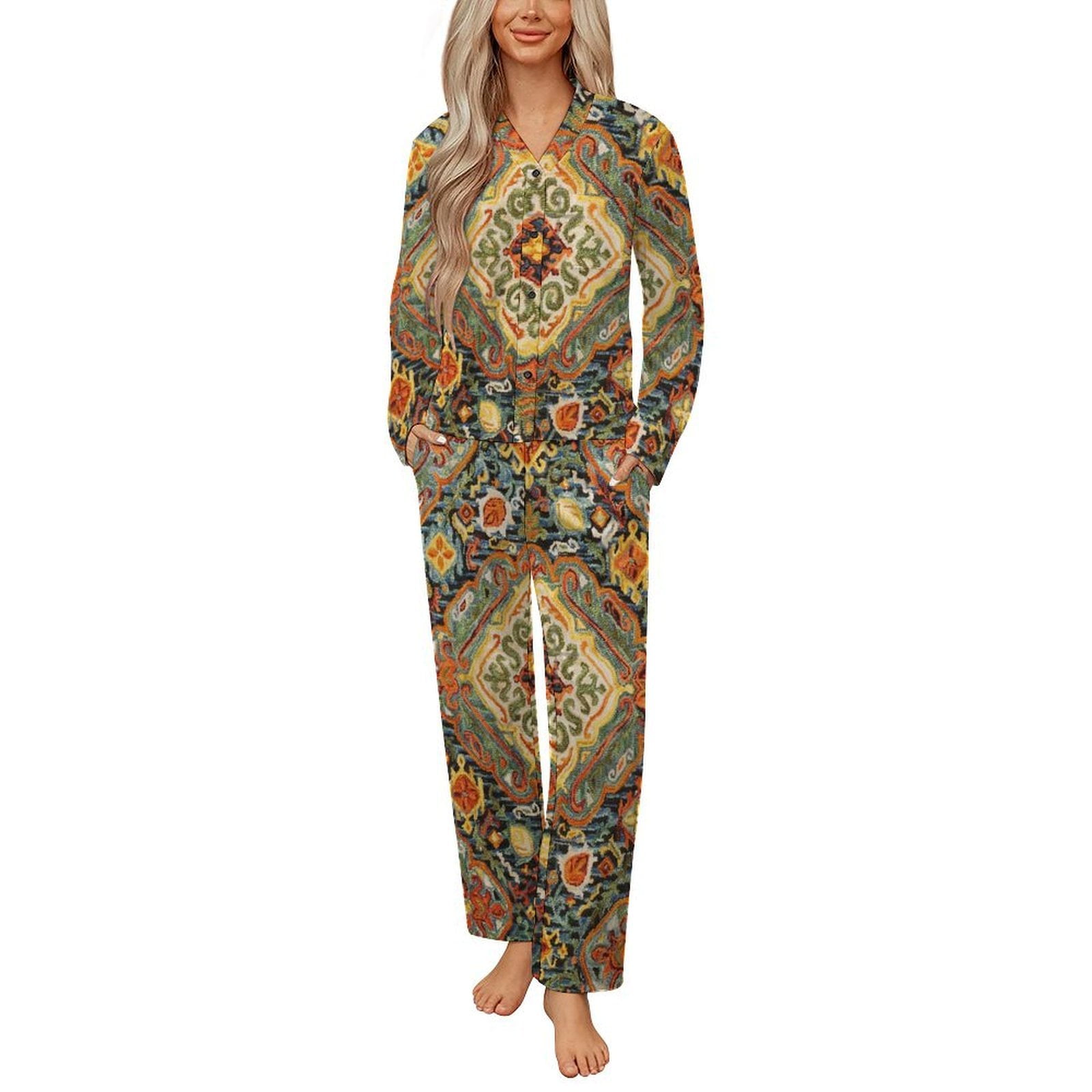 Heritage Bohemian Floral Traditional Moroccan Style Womens Pyjamas Set ...