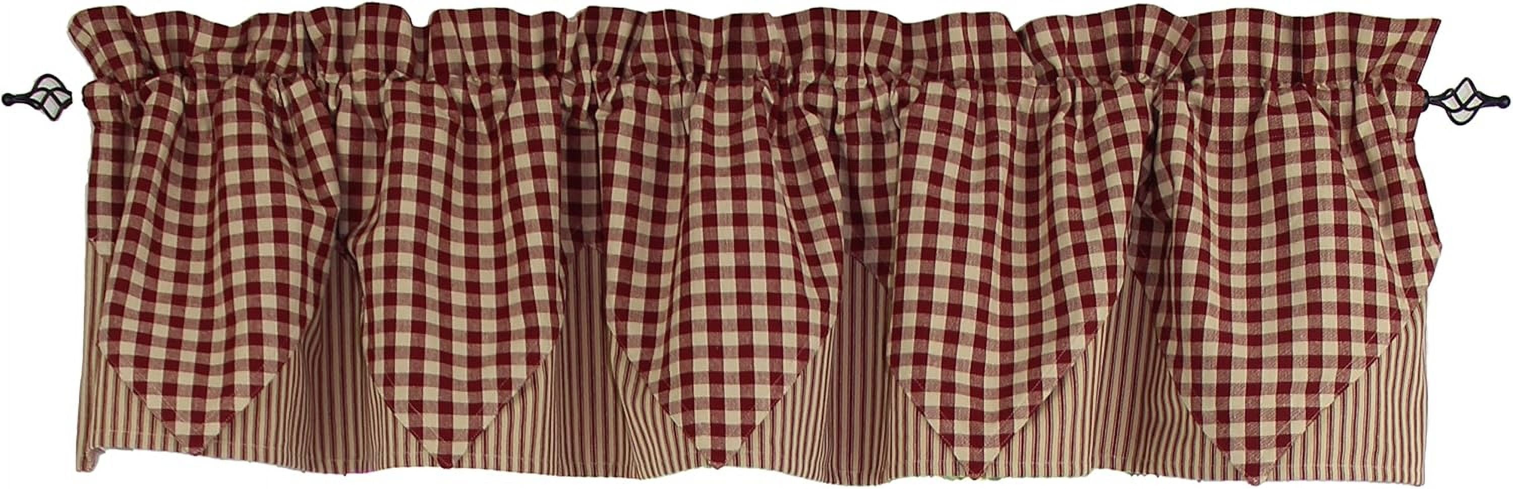 Heritage House Check Barn Red Lined Point Valance - Walmart.com