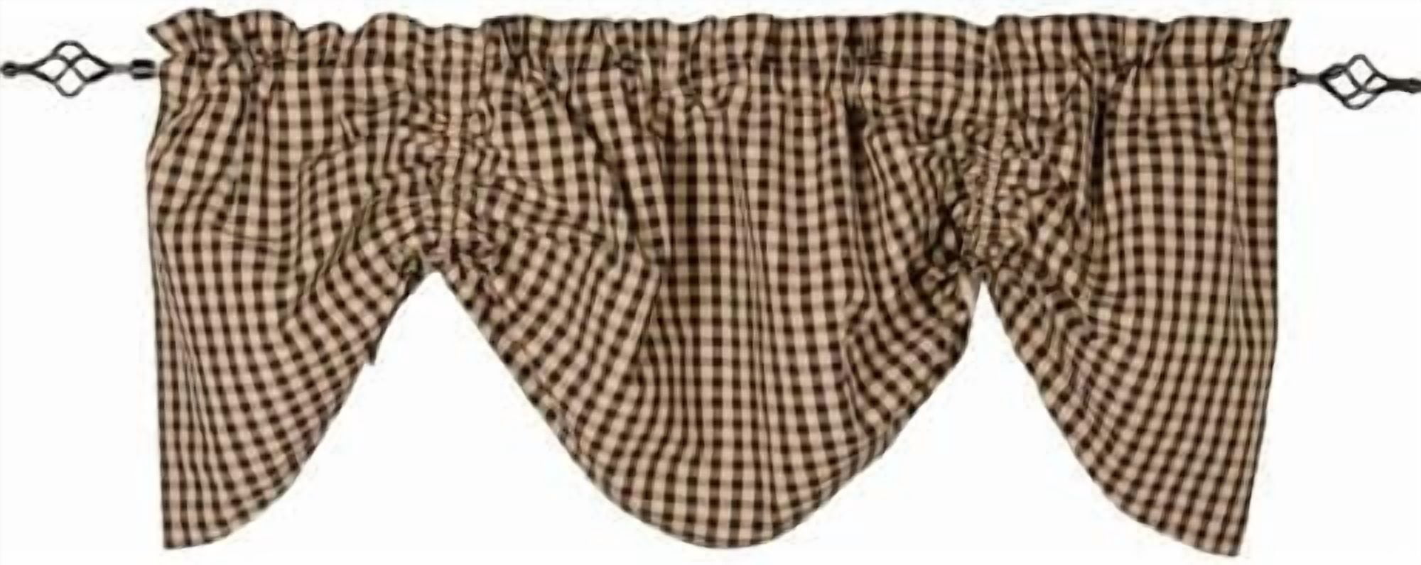 Heritage House Check Black - Nutmeg Cotton Gathered Valance 72" x 24 ...