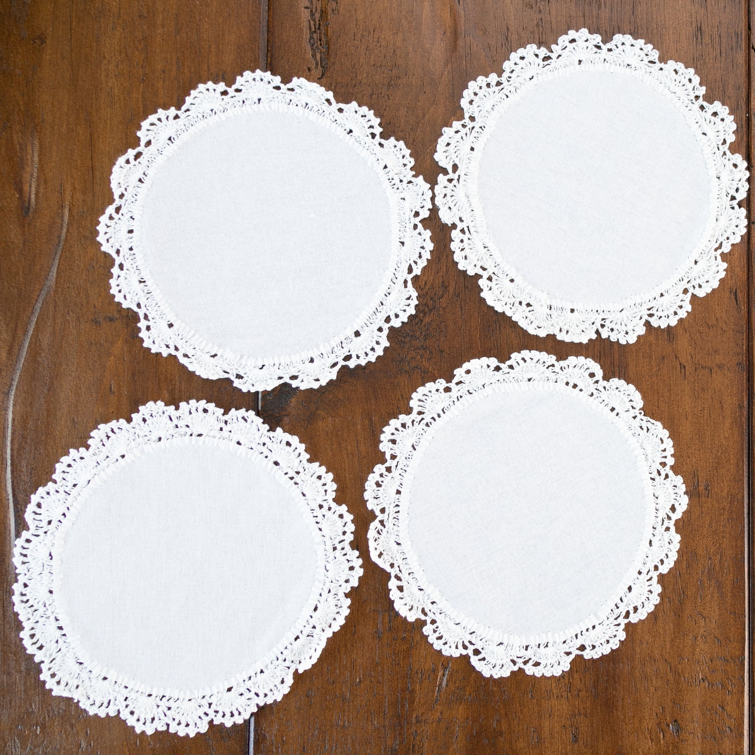 Heritage Lace Crochet Envy Petal Edge 8" Round Doily (Set of 4 ...