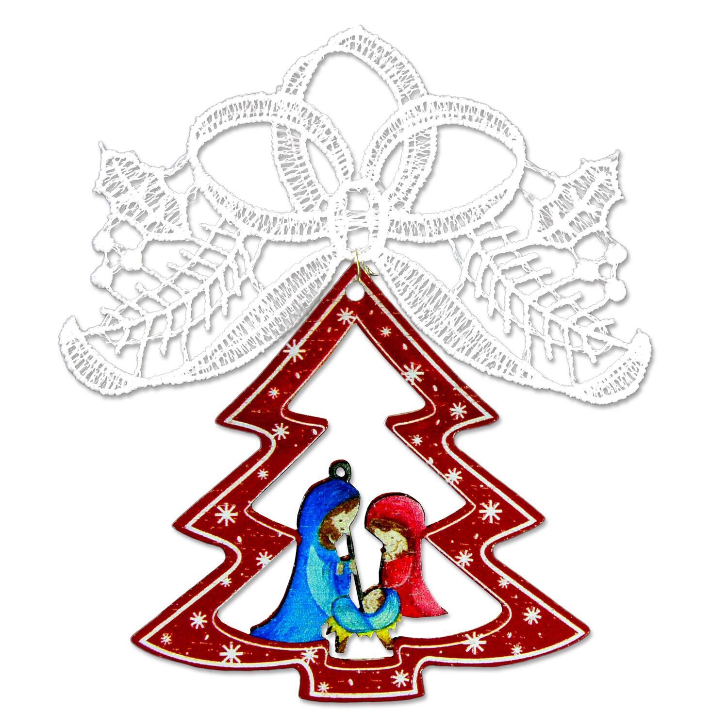 Heritage Lace OC-063-S Tree & Holy Family 3.75 in. Ornament - White ...