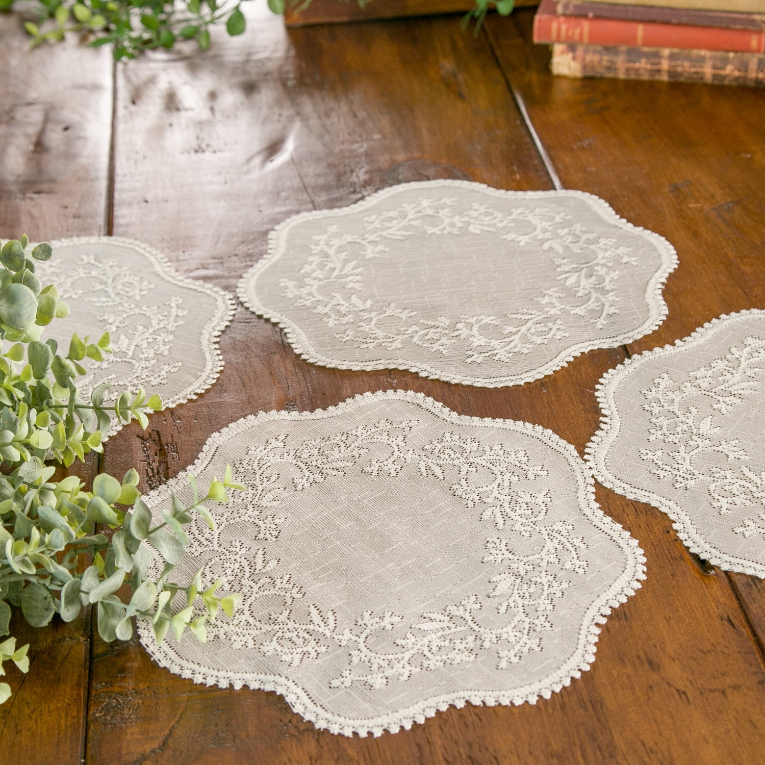 Heritage Lace Sheer Divine 12" Round Doily (Set of 4) - Walmart.com