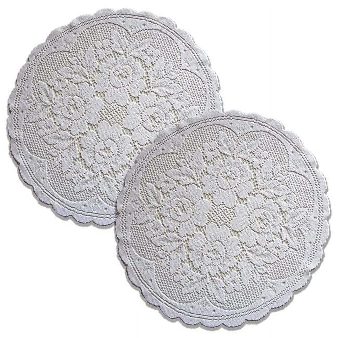 Heritage Lace VR-1700W-S 17 in. Victorian Rose Round Doilies, White ...