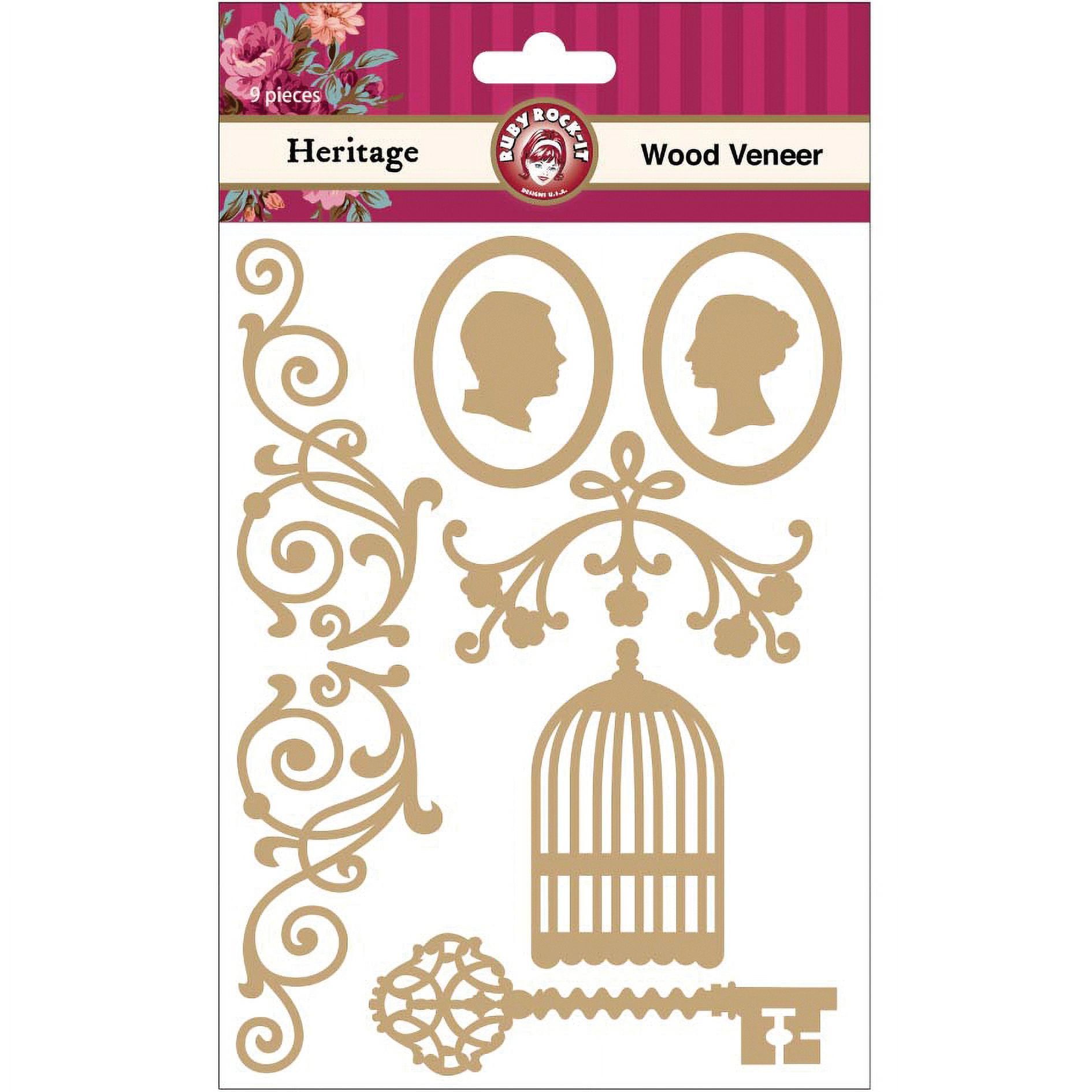 Heritage Laser Cut Wood Veneer Shapes 9/Pkg-, Pk 6, Ruby Rock-It ...