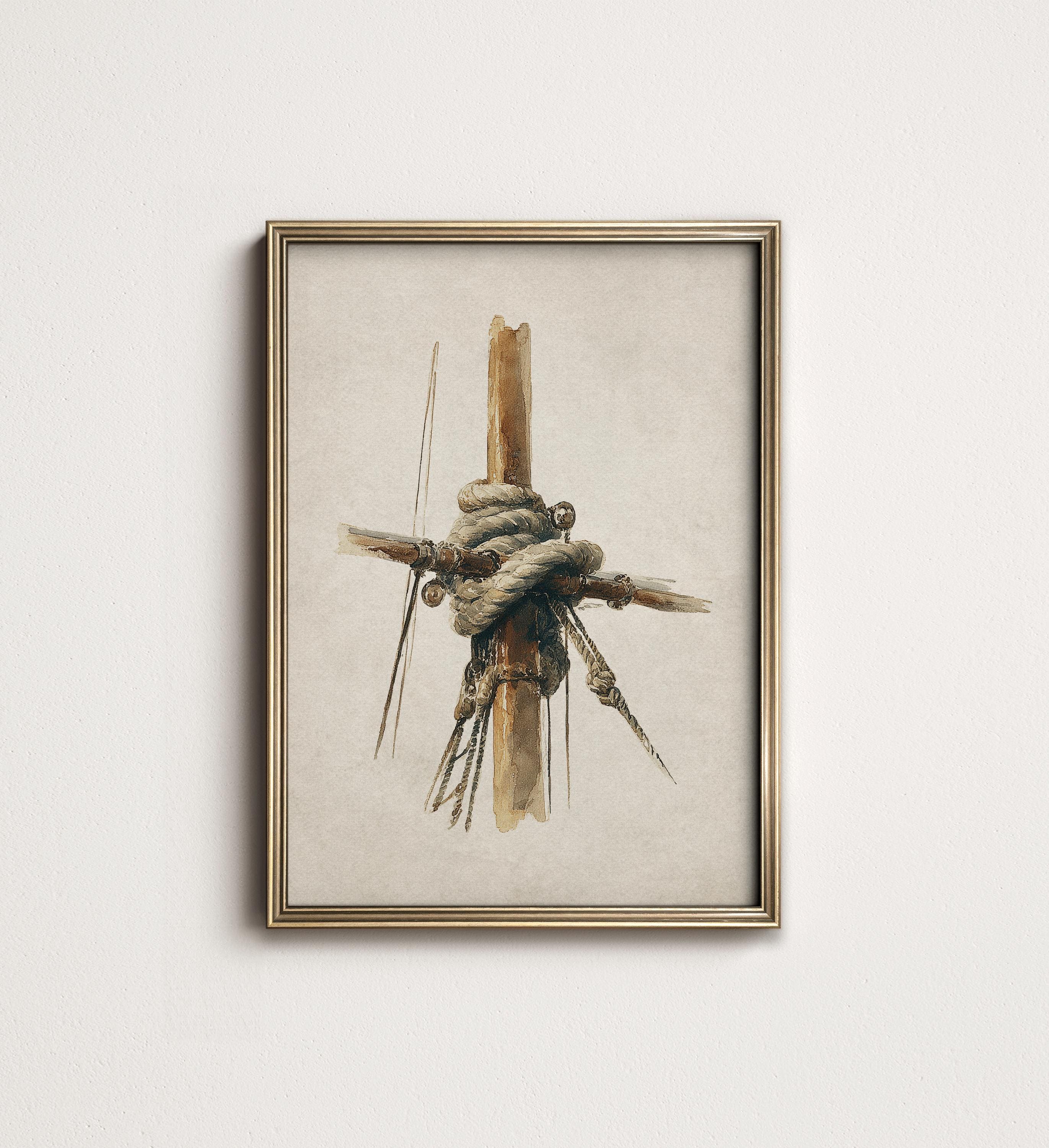 Heritage Nautical Art Print, Sailing Knot Boat Mast Wall Art (Printable ...