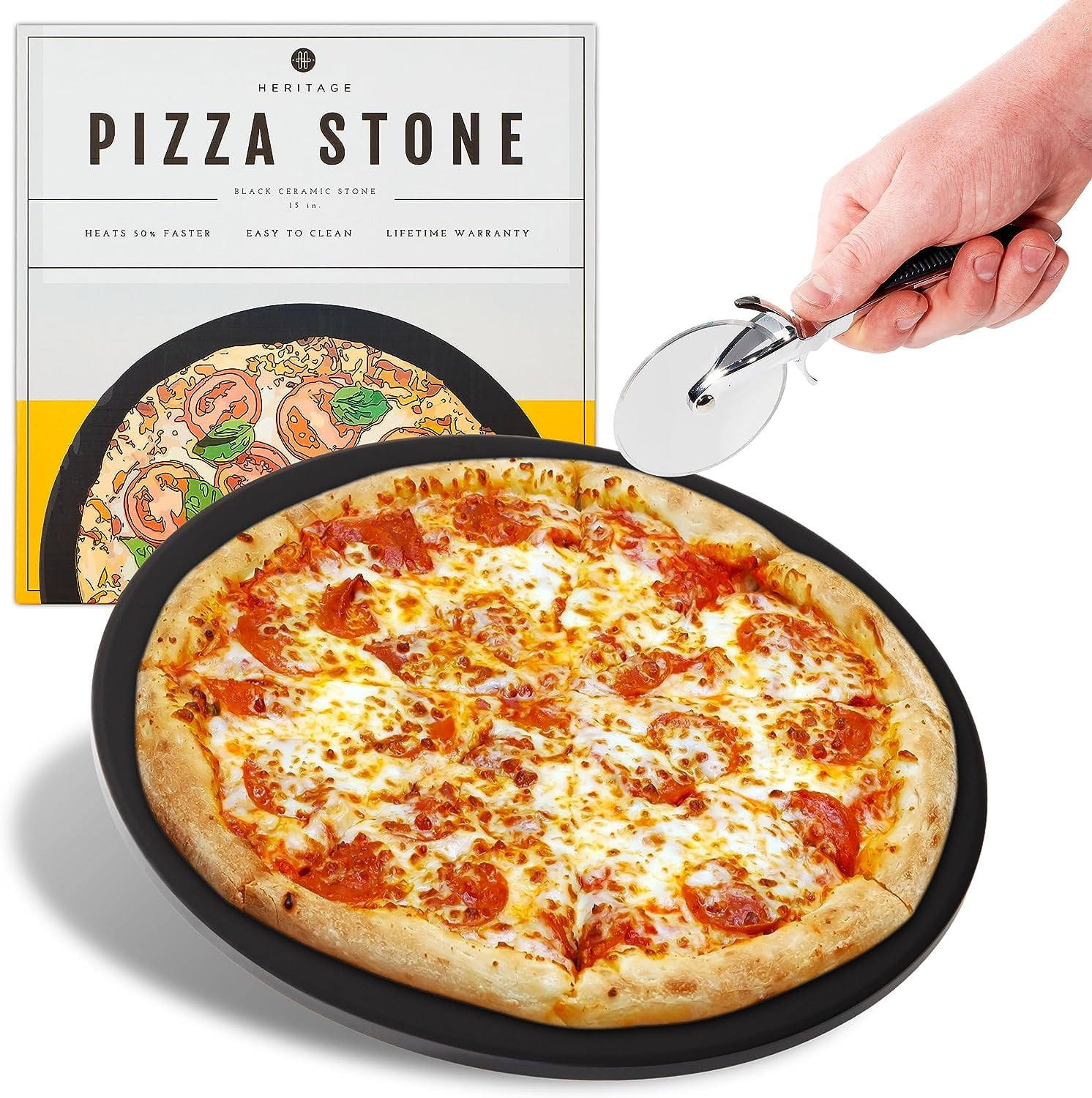 Heritage Pizza Stone, 15 inch Ceramic Baking Stone Oven Use - Non Stick ...