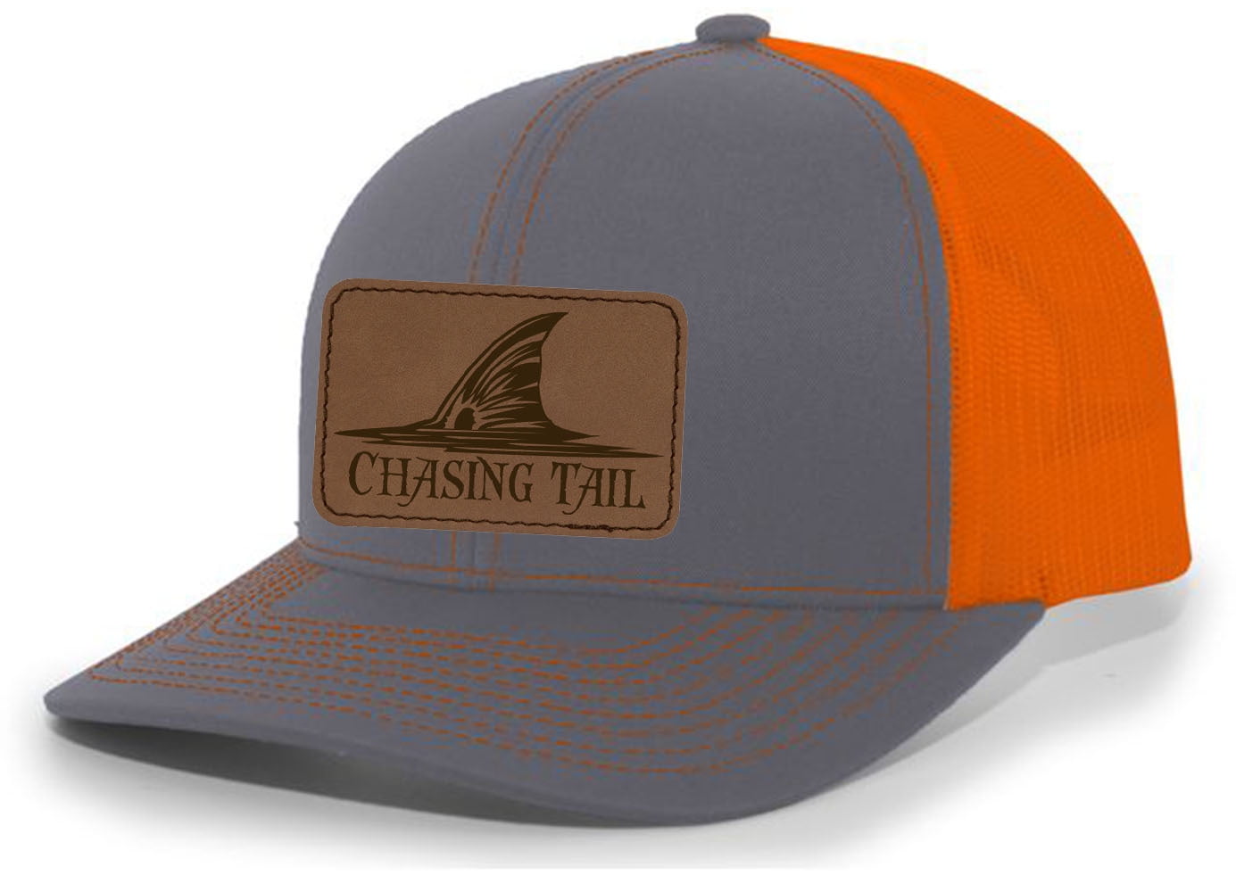 Heritage Pride Chasing Tail Fish Laser Engraved Leather Mens Trucker ...