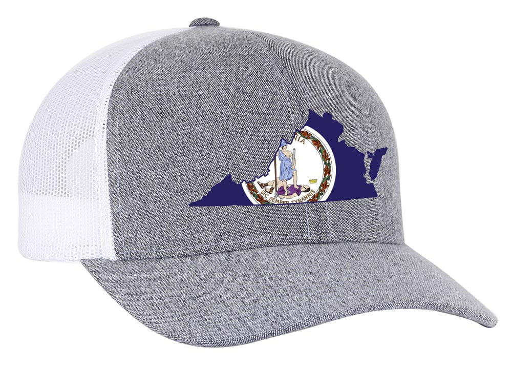 Heritage Pride Embroidered State Flag Mesh Back Trucker Hat-Virginia ...
