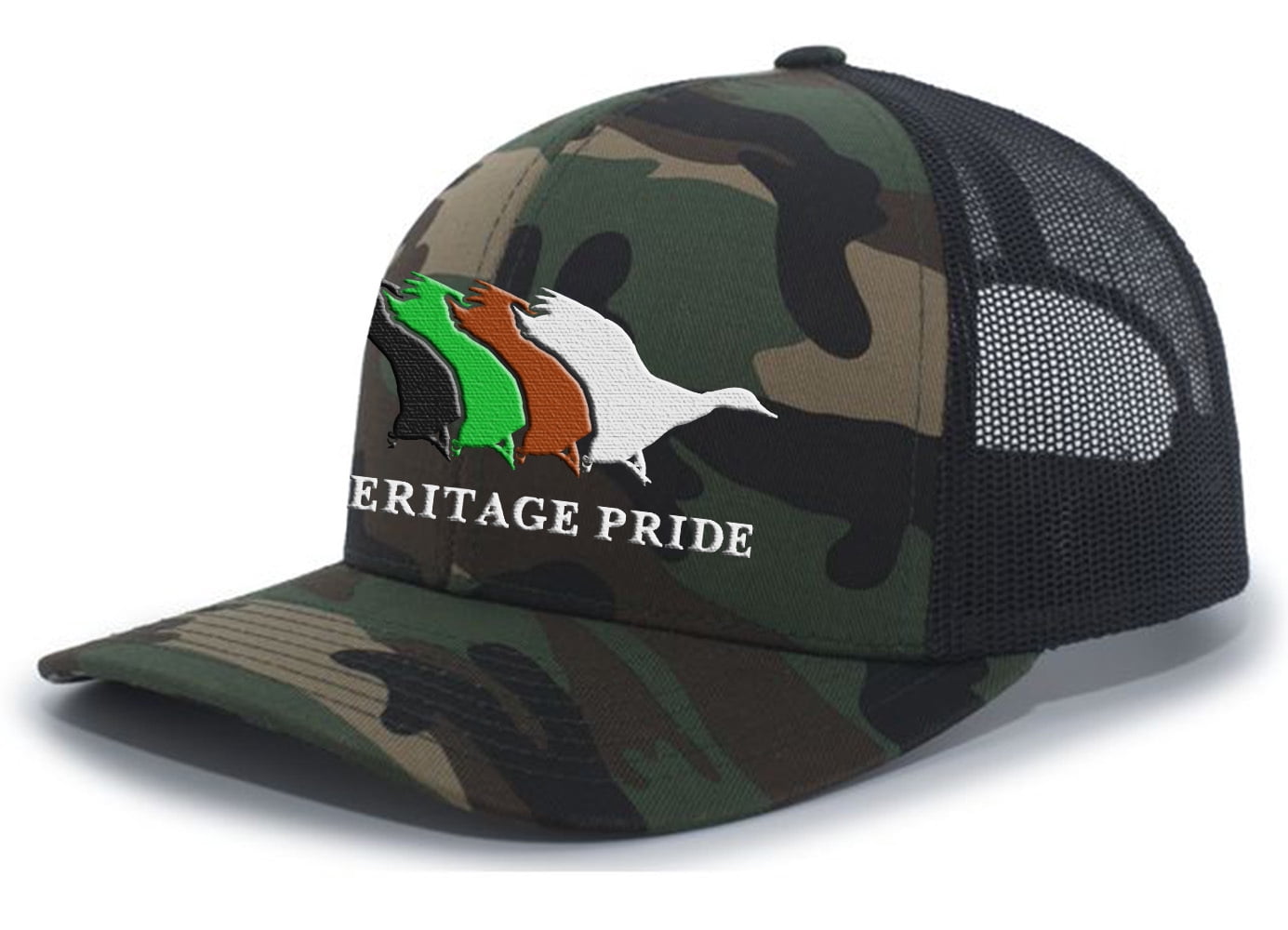 Heritage Pride Mallard Retro Duck Line Mesh Back Embroidered Trucker ...