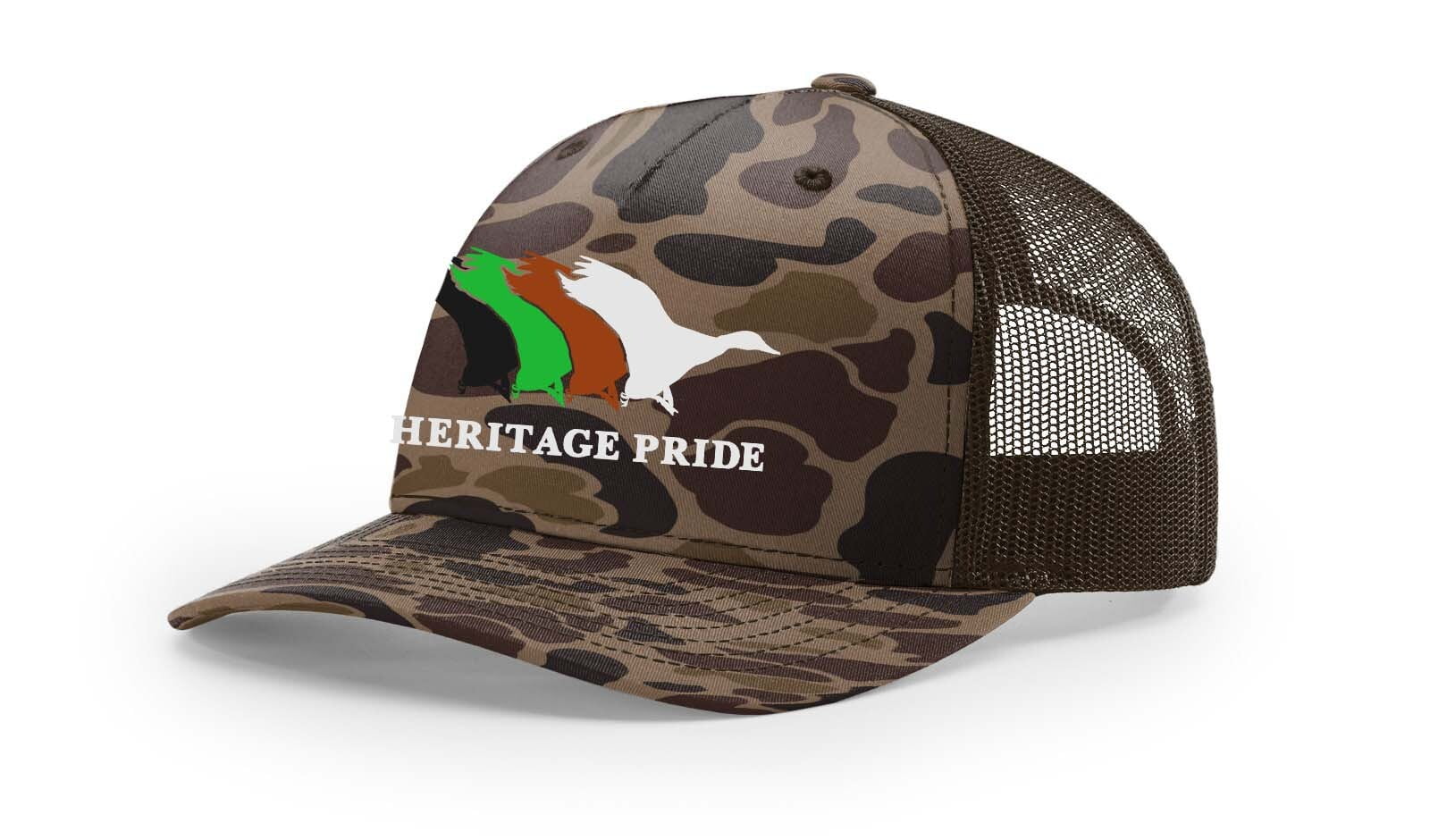 Heritage Pride Mallard Retro Duck Line Mesh Back Embroidered Trucker ...