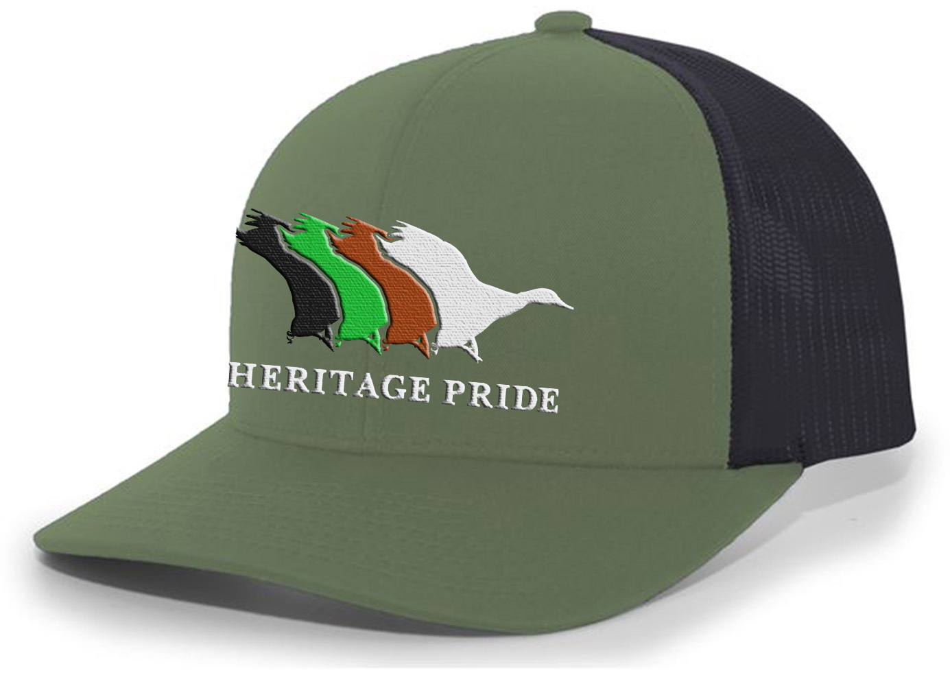 Heritage Pride Mallard Retro Duck Line Mesh Back Embroidered Trucker ...