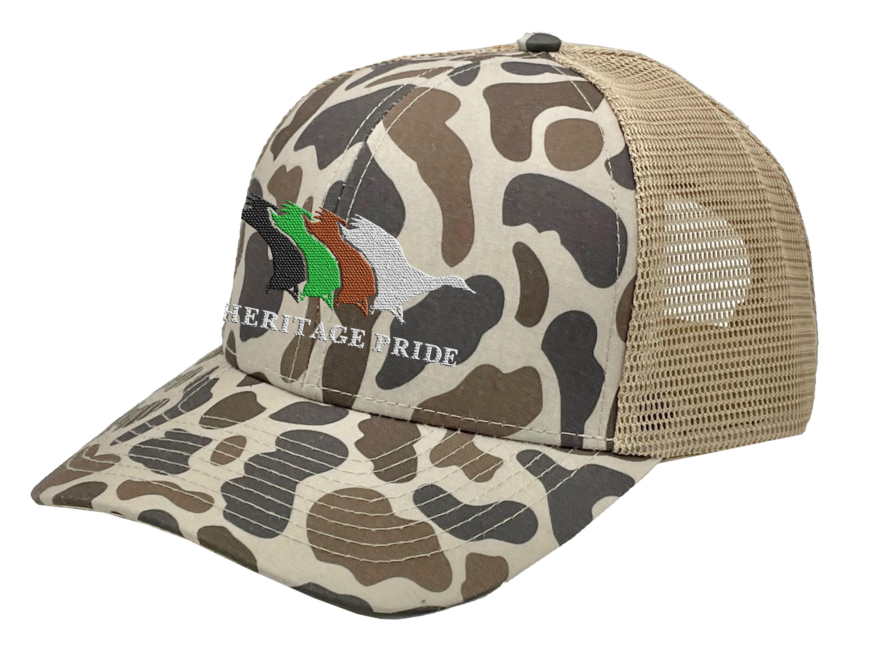 Heritage Pride Mallard Retro Duck Line Mesh Back Embroidered Trucker ...