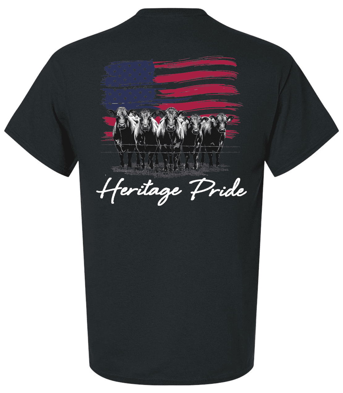 Heritage Pride Men's Graphic T-Shirt - American Flag & Angus Cattle ...