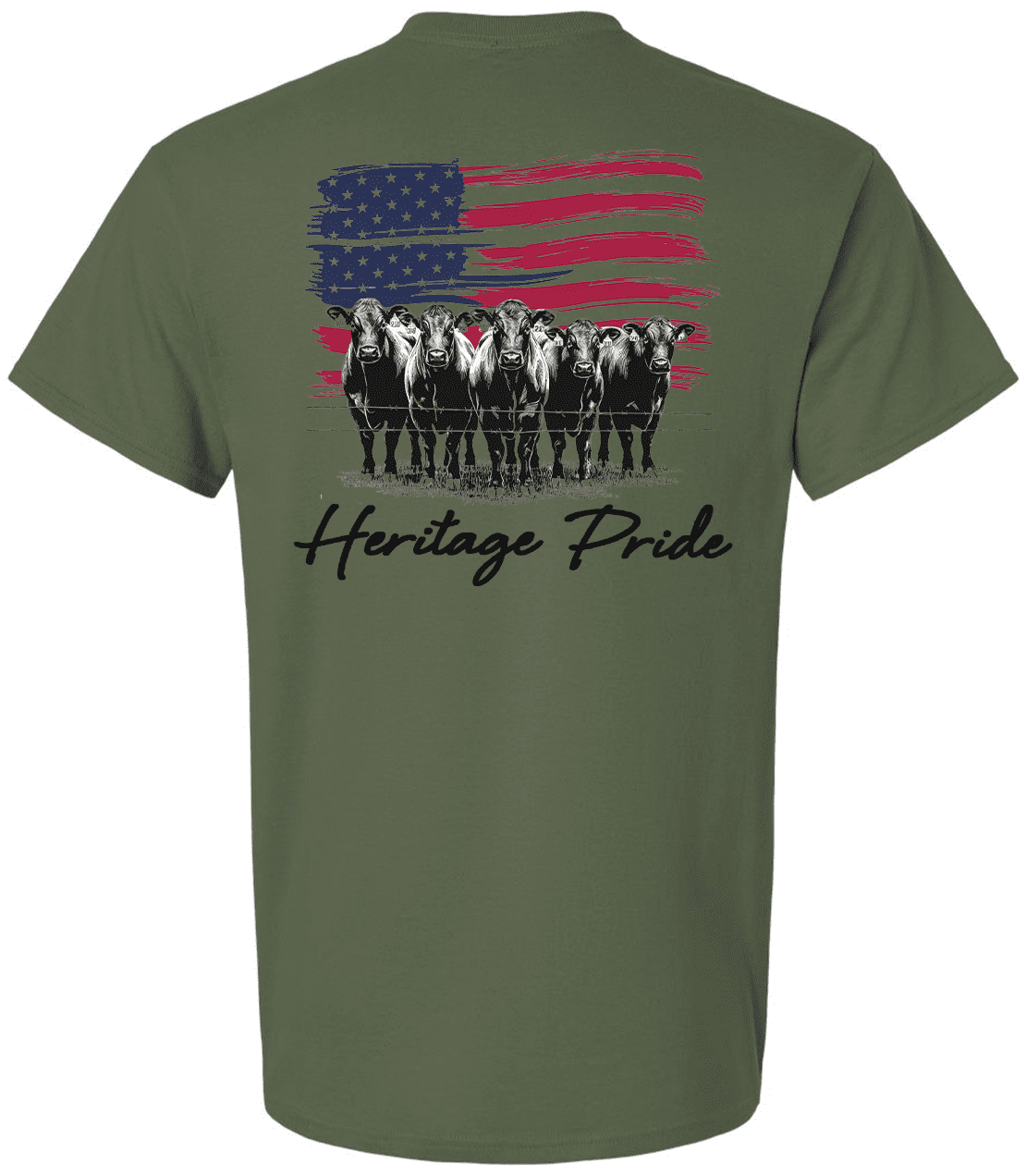 Heritage Pride Men's Graphic T-Shirt - American Flag & Angus Cattle ...