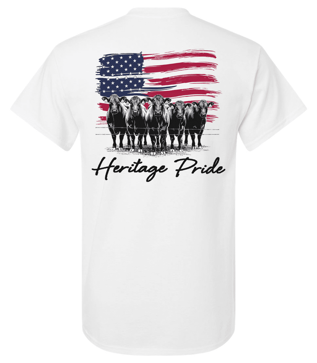 Heritage Pride Men's Graphic T-Shirt - American Flag & Angus Cattle ...