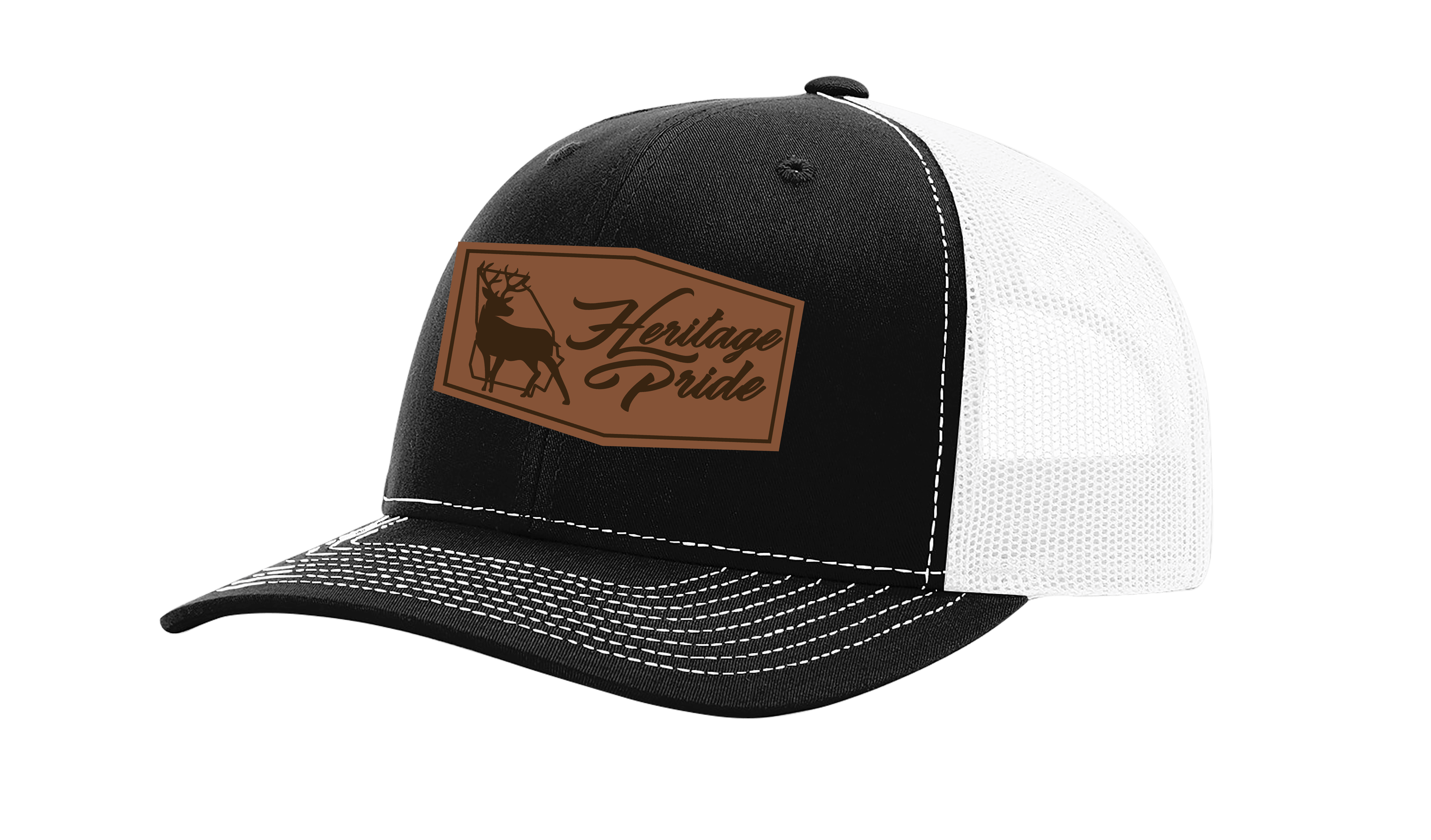 Heritage Pride Men's Standing Buck Laser Engraved Leather Patch Mesh ...