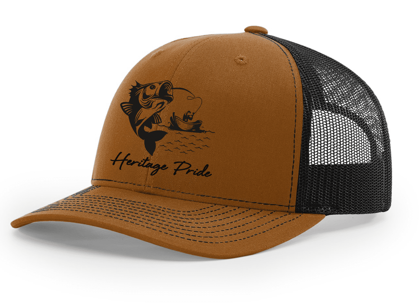 Heritage Pride Mens Hooked Trout Fishing Embroidered Mesh Back Trucker ...