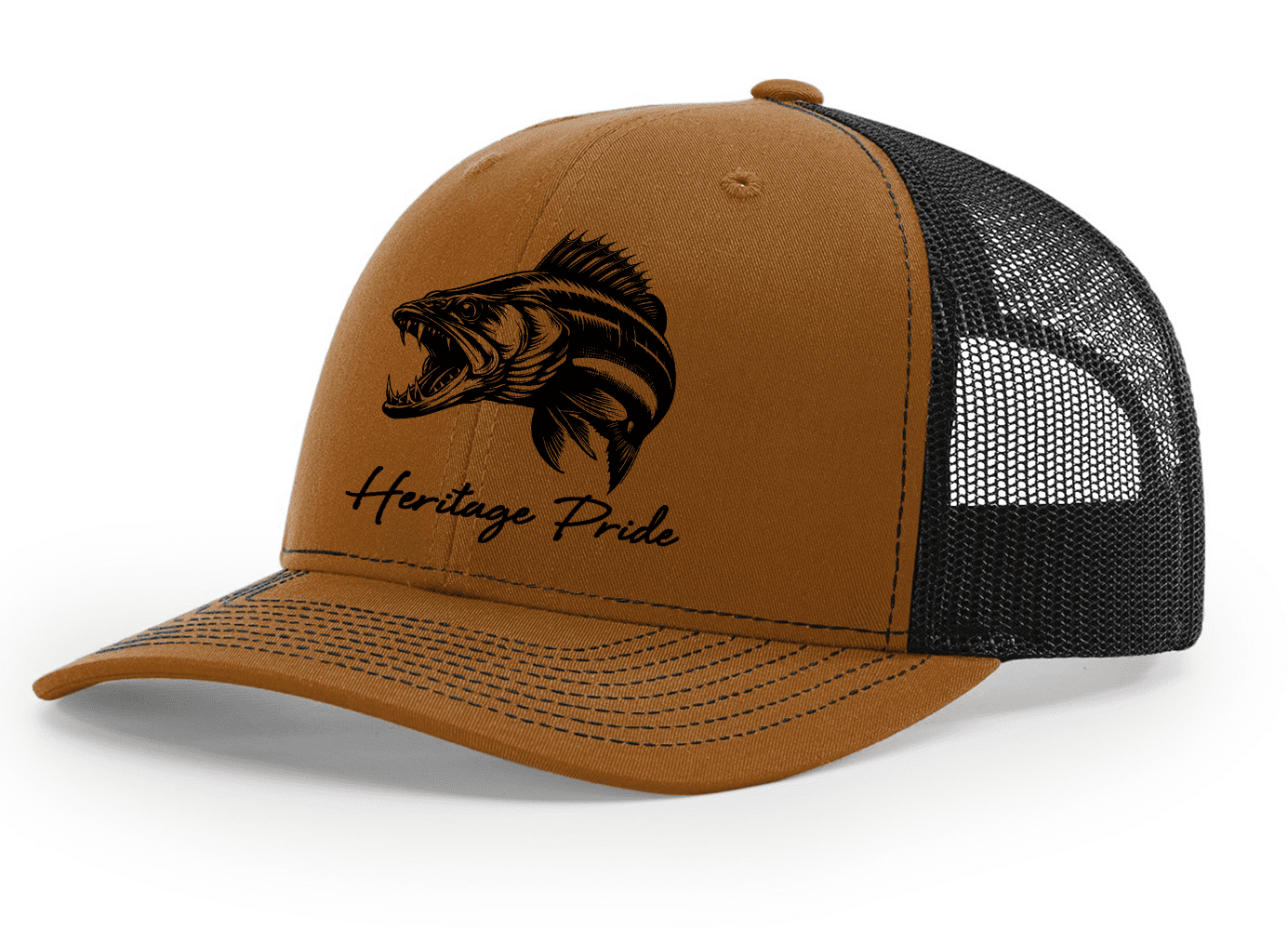 Heritage Pride Mens Sharp Walleye Fish Embroidered Mesh Back Trucker ...