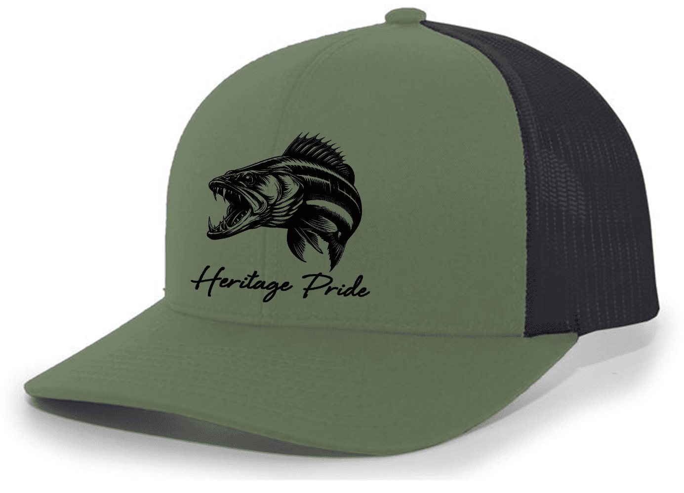 Heritage Pride Mens Sharp Walleye Fish Embroidered Mesh Back Trucker ...