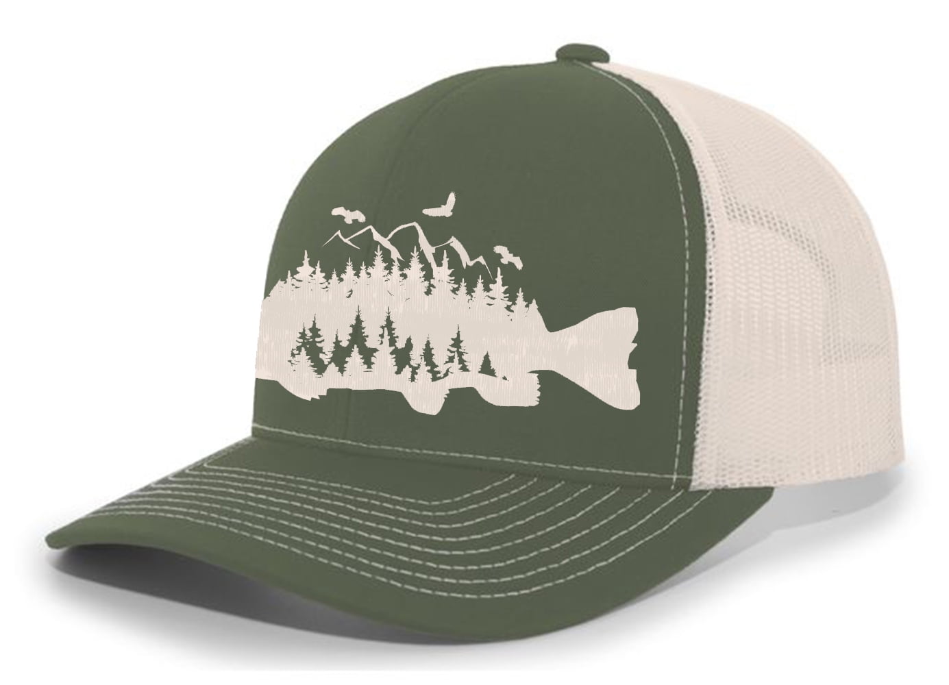 Heritage Pride Mens Trout Fishing Hat Embroidered Fish Mountain Forest ...