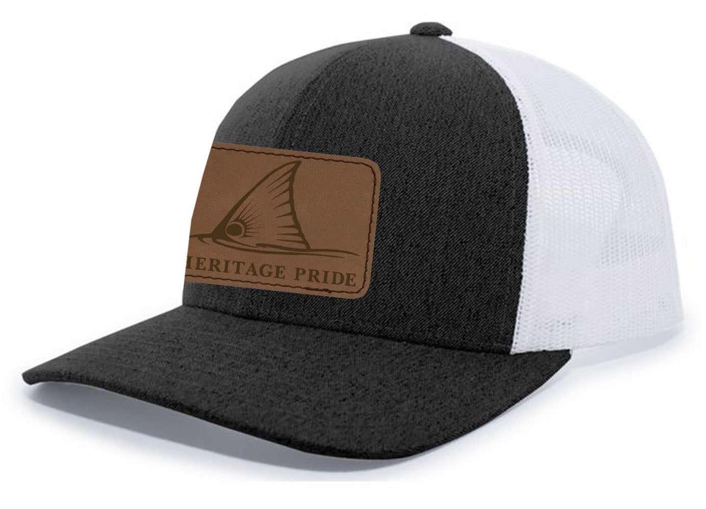 Heritage Pride Redfish Fin Laser Engraved Leather Mens Trucker Hat ...