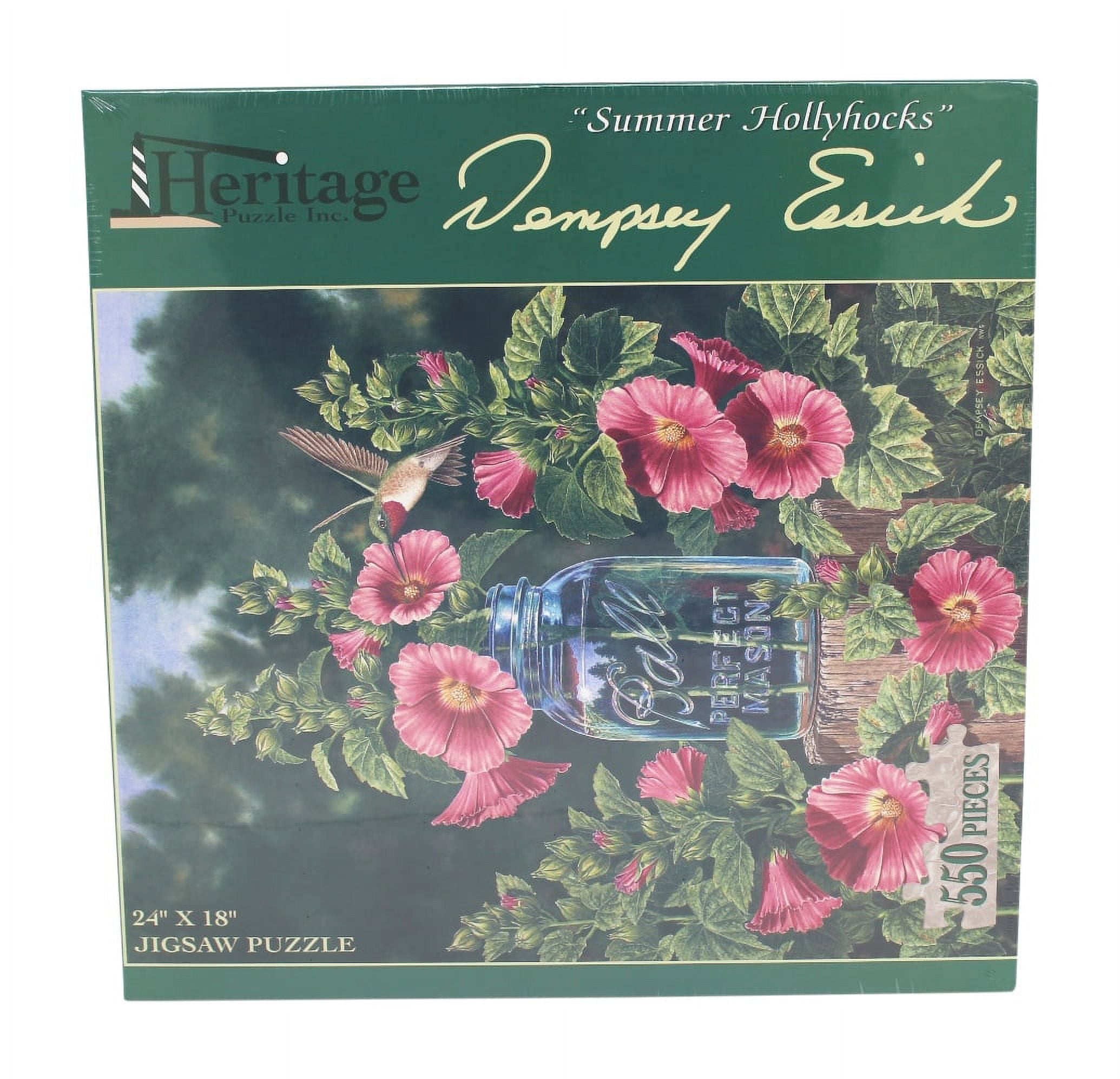 Heritage Puzzle Inc. Summer Hollyhocks Jigsaw Puzzle (550-Piece ...