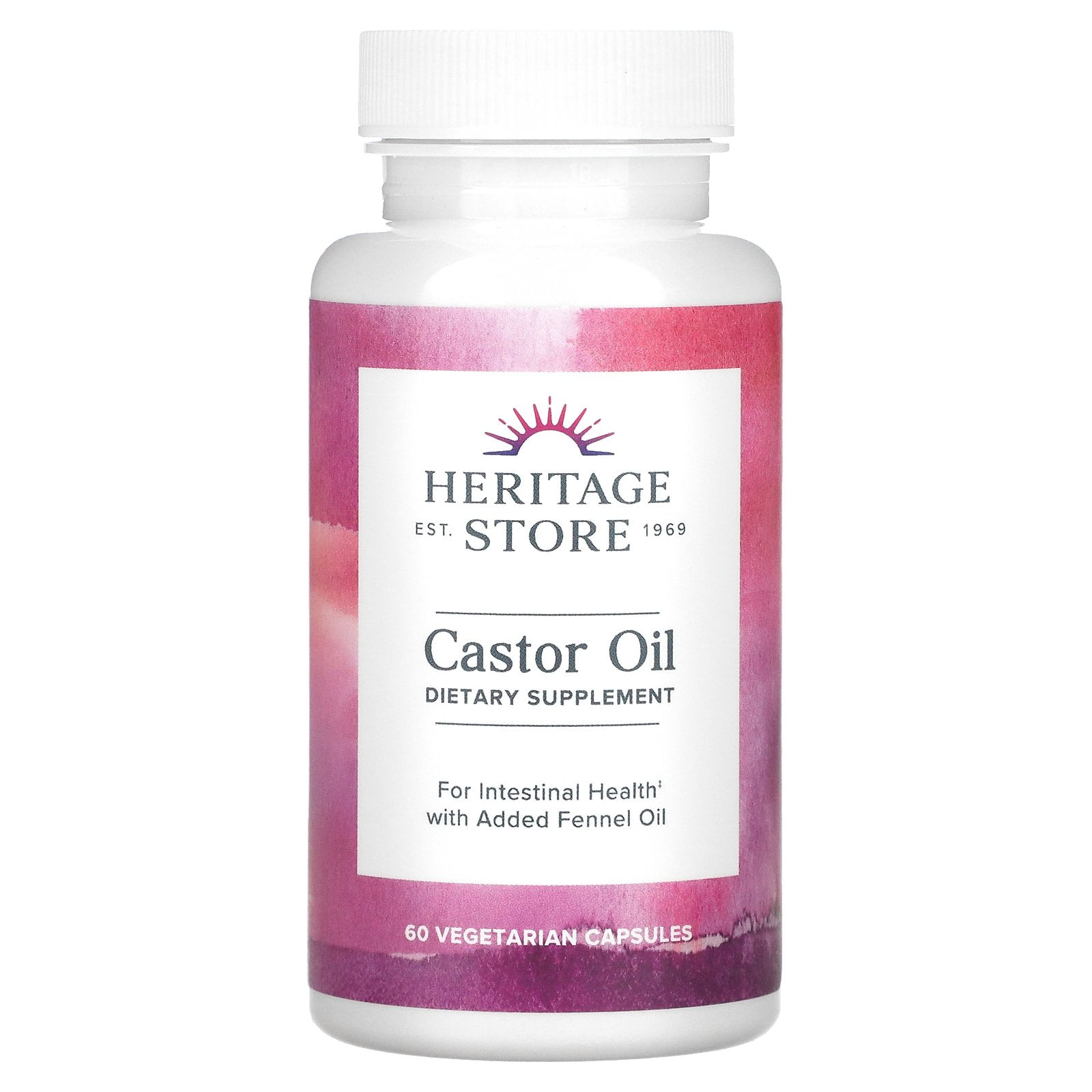 Heritage Store Digestive Castor Oil 725 mg Capsules Supplement for ...