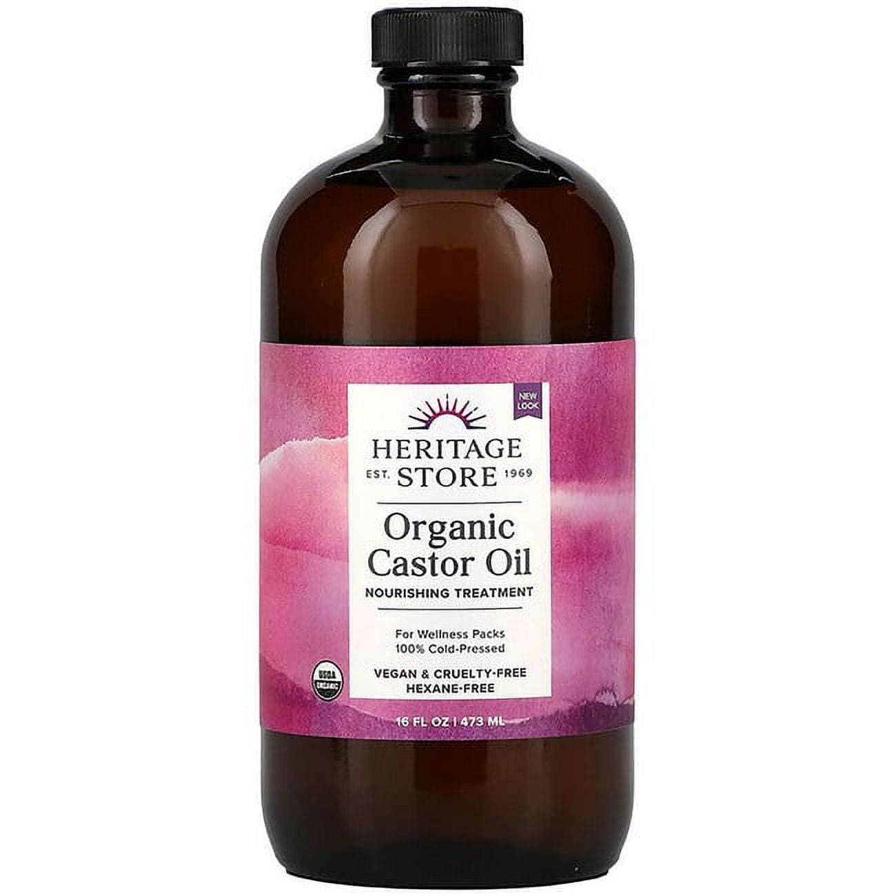 Heritage Store Organic Castor Oil, Cold Pressed | Rich Hydration for ...